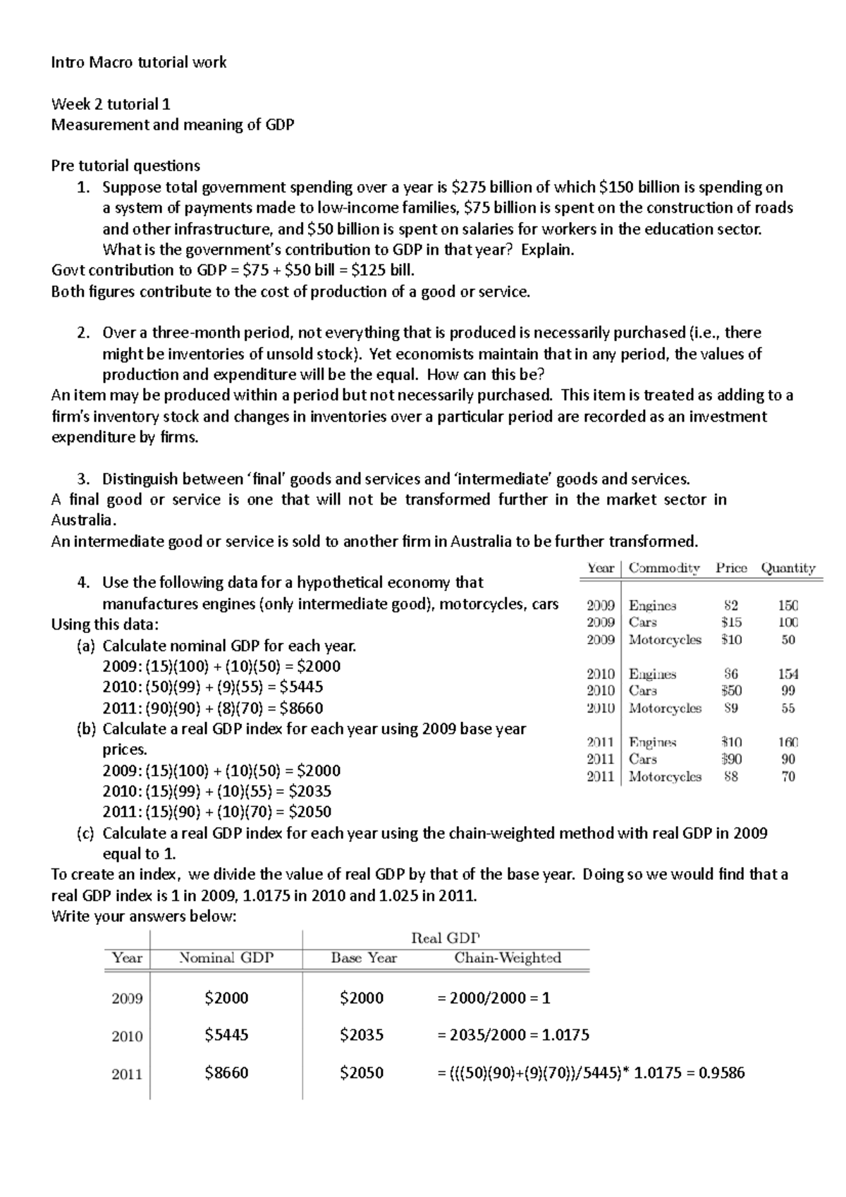 Introductory Macro Economics tutorial work - Intro Macro tutorial work ...