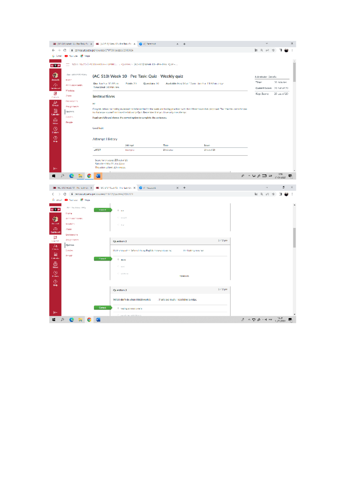 (AC-S10) Week 10 - Pre-Task Quiz - Weekly quiz - Ingles III - Studocu