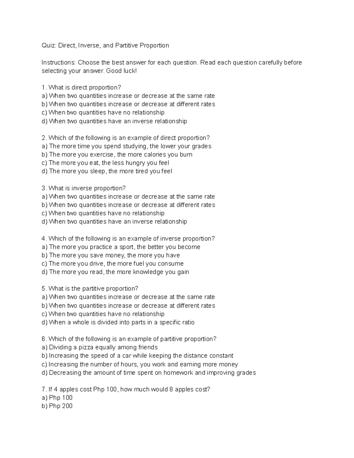 Quiz - I used to my learners. - Quiz: Direct, Inverse, and Partitive ...