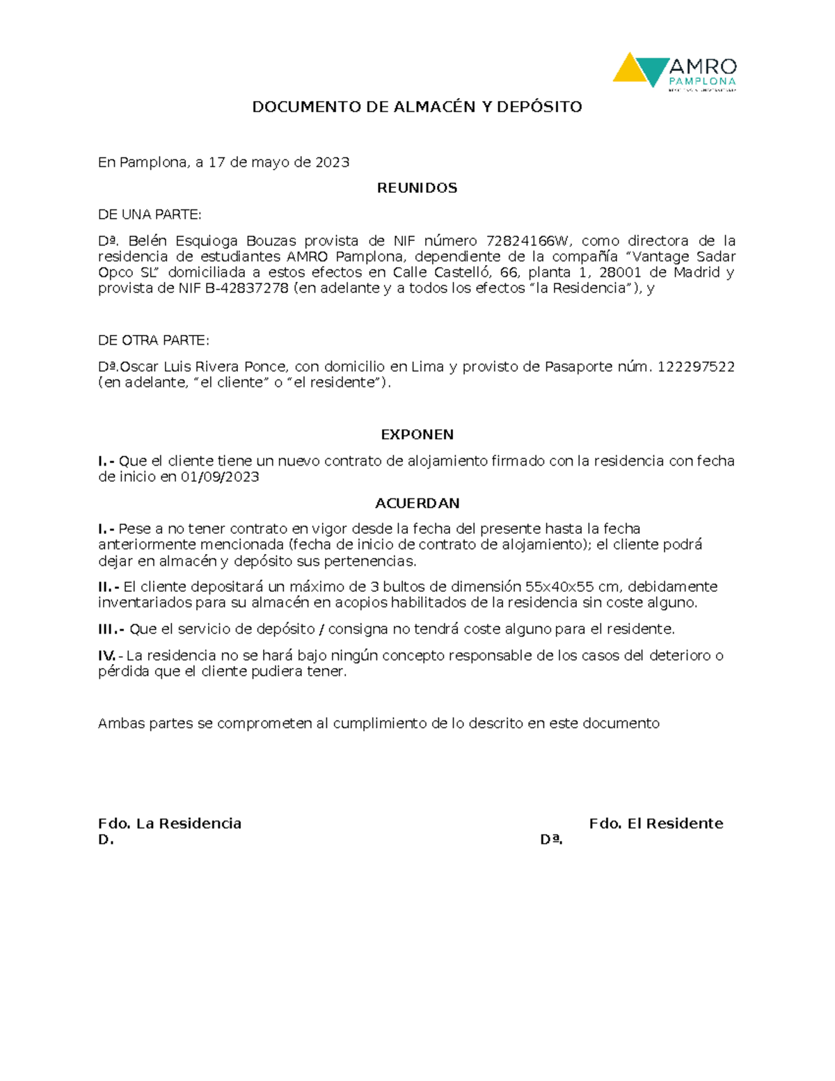 57 Oscar Luis Consigna y deposito Nuevos residentes - DOCUMENTO DE ...