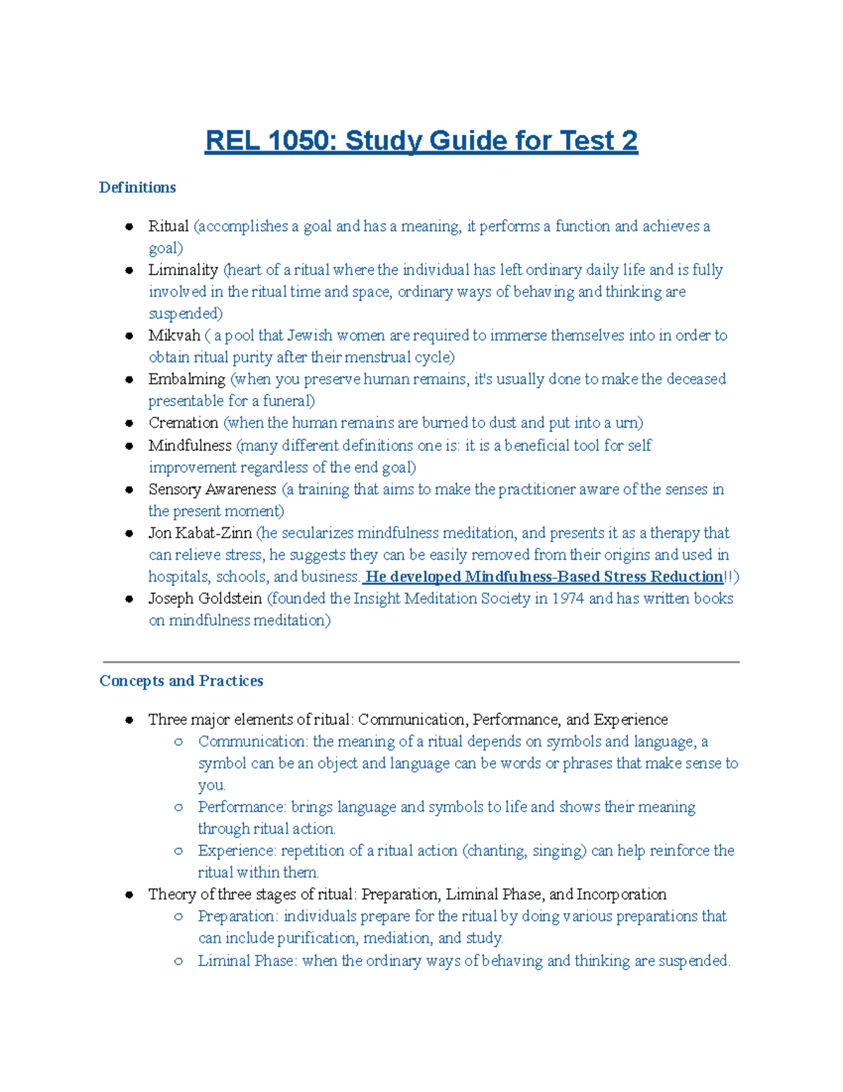 REL 1050 Test #2 Study Guide - REL 1050: Study Guide for Test 2 ...