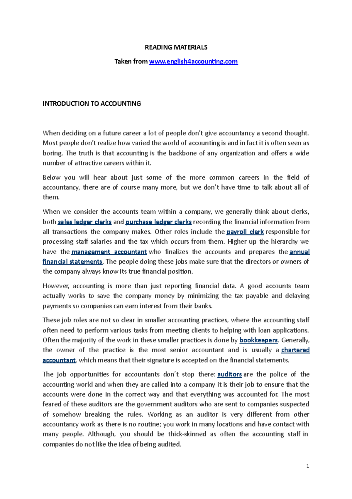 Reading materials akt - essay inggris - READING MATERIALS Taken from ...