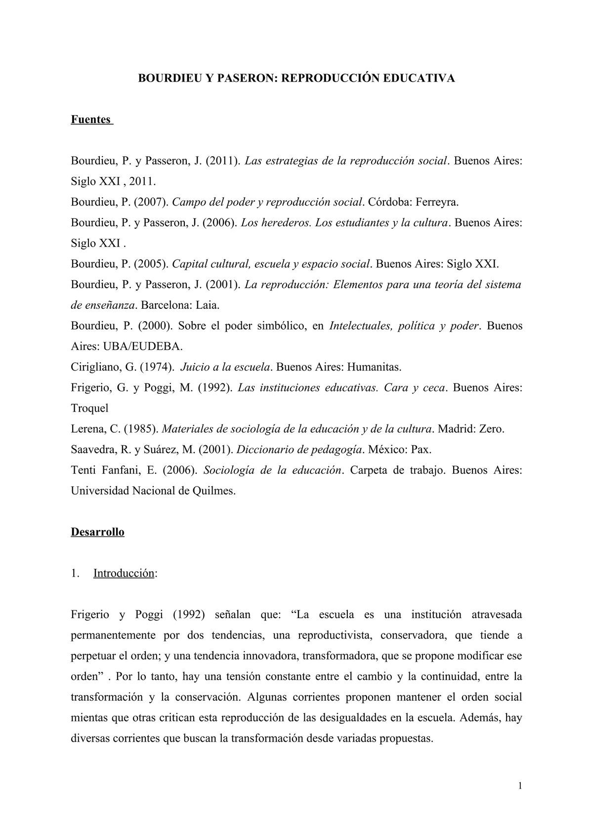 Bourdieu y Passeron, Reproducción educativa - Antropología Social - Studocu