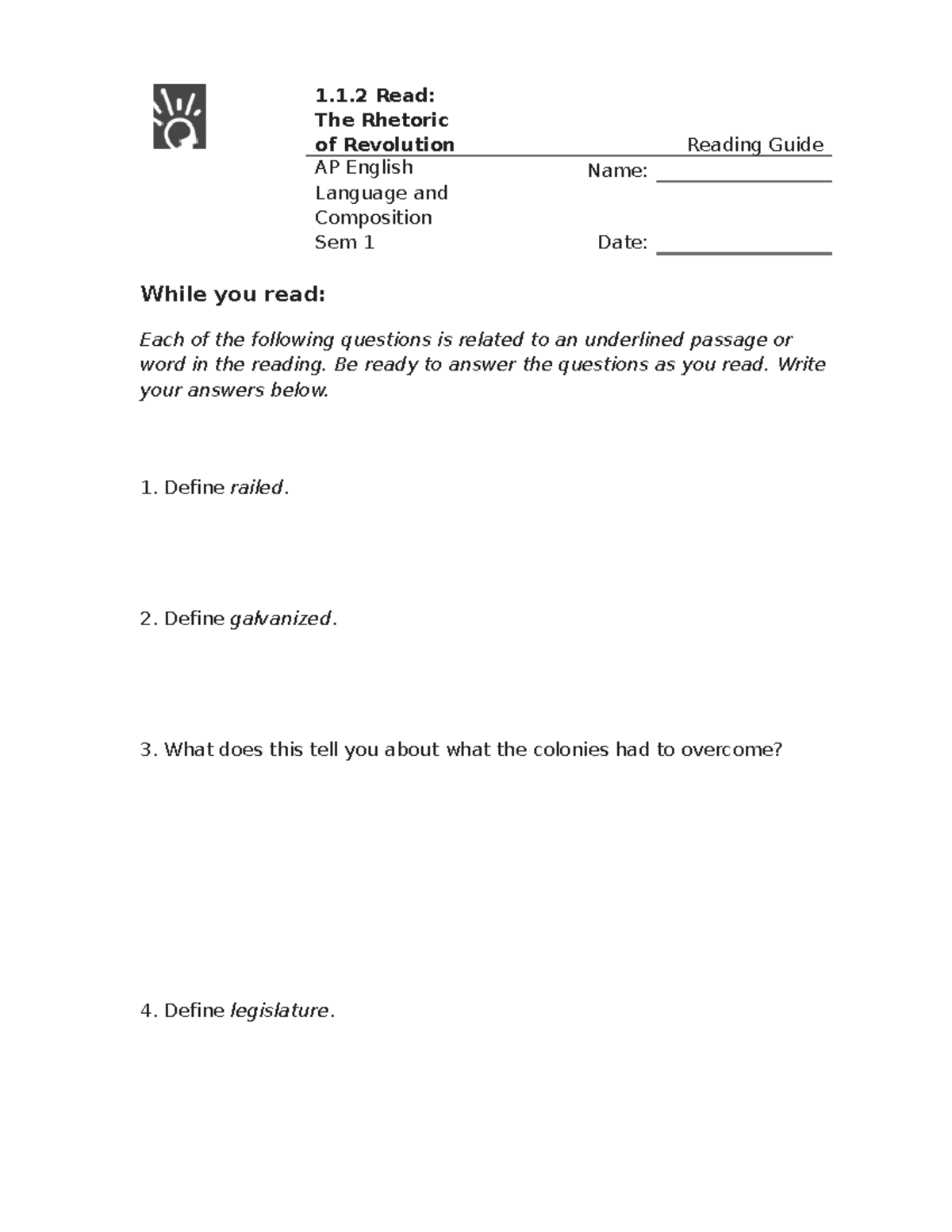 1.1.2 Read - The Rhetoric of Revolution (Reading guide) - 1.1 Read: The ...