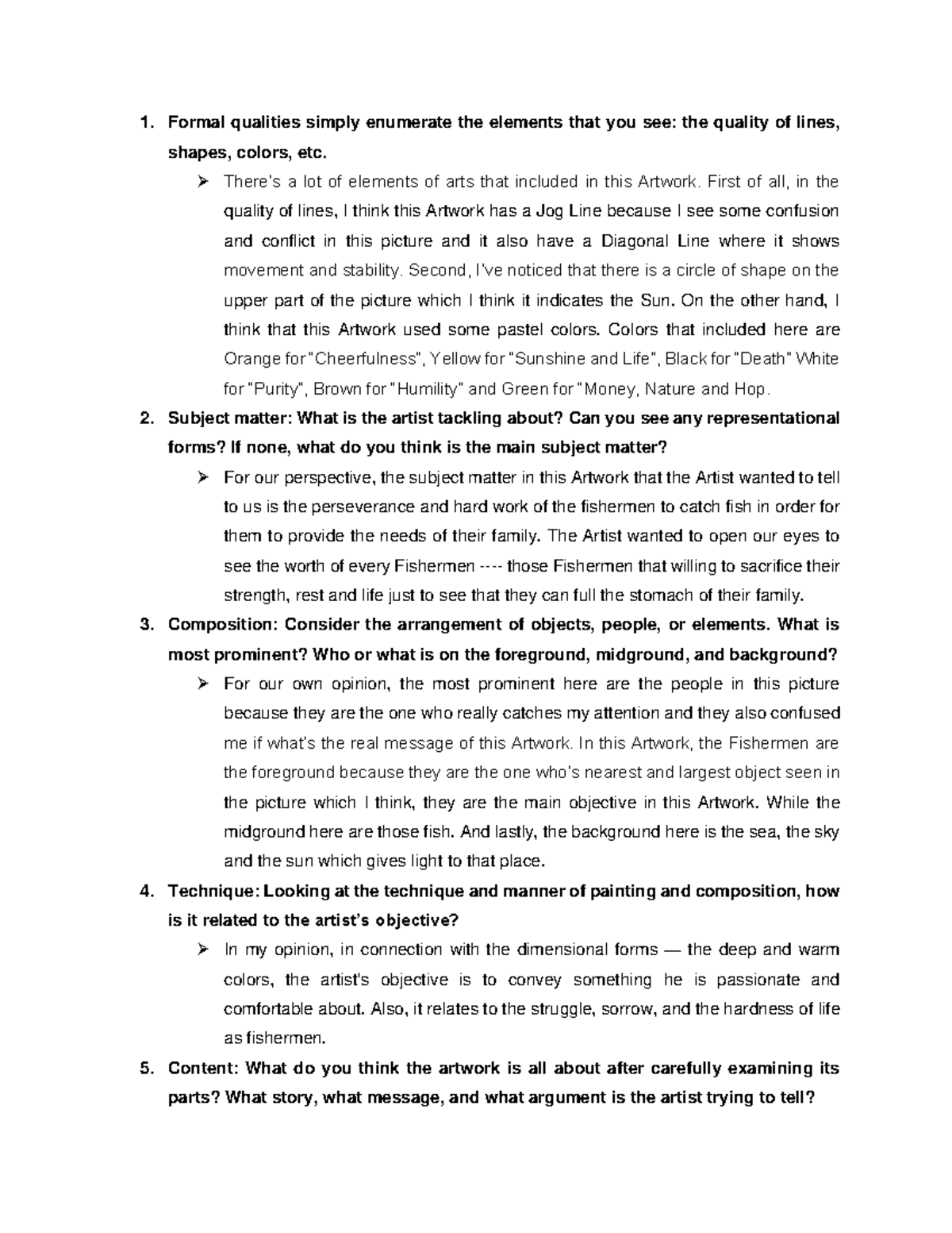 Group 10 Artap elements - 1. Formal qualities simply enumerate the ...
