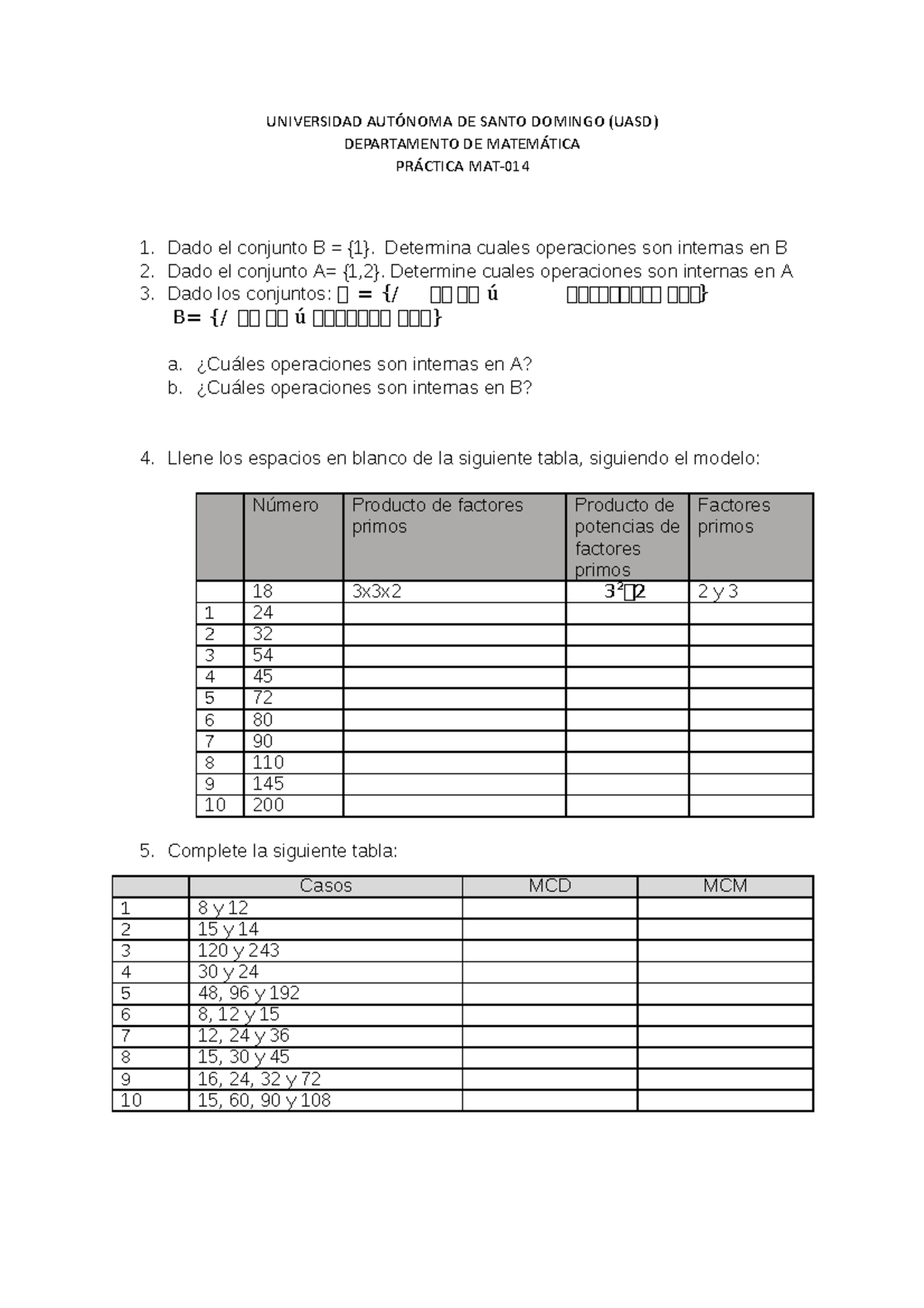 Práctica 1 (3) matematica - UNIVERSIDAD AUTÓNOMA DE SANTO DOMINGO (UASD ...