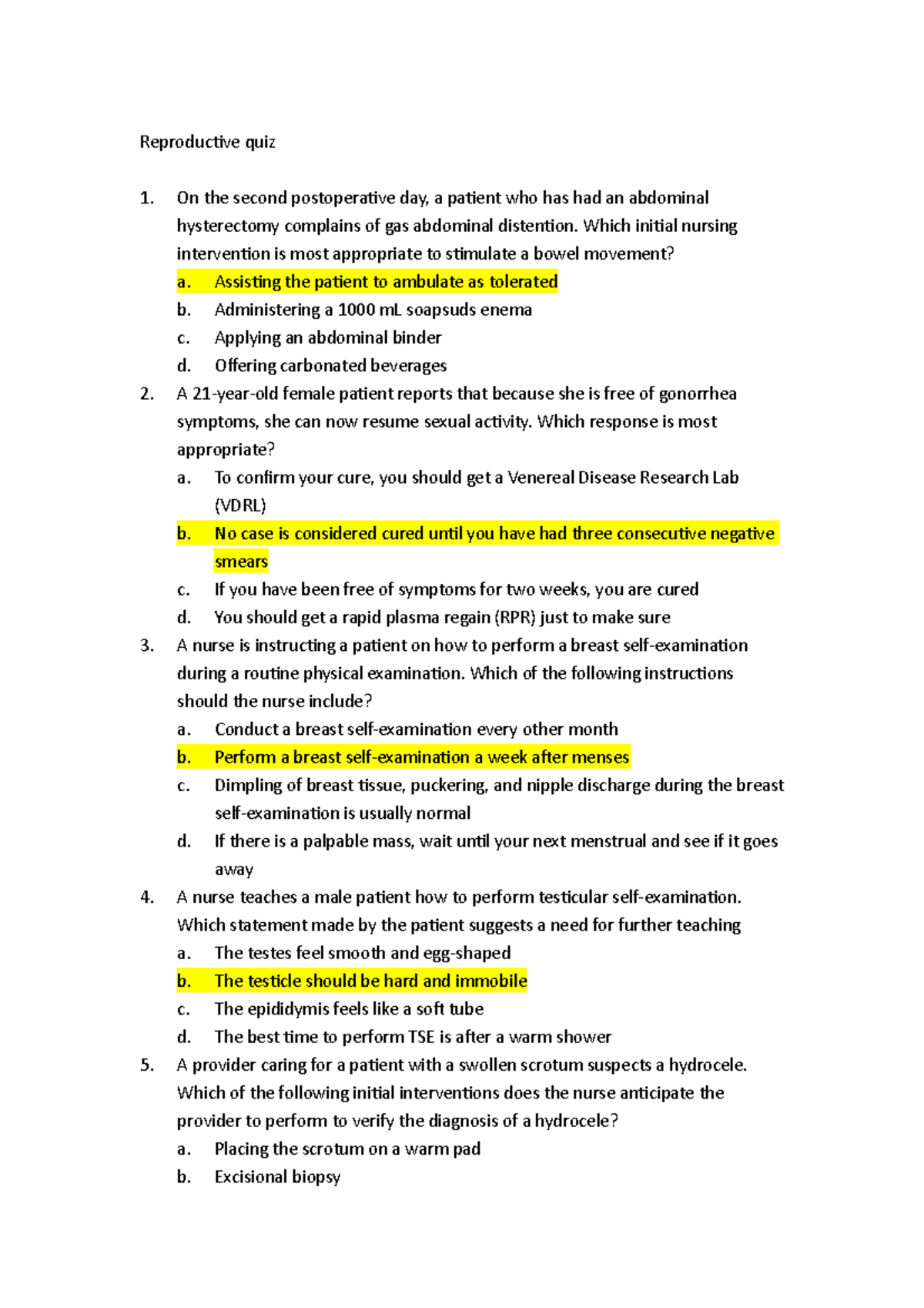 Reproductive quiz - study guide - Reproductive quiz On the second ...