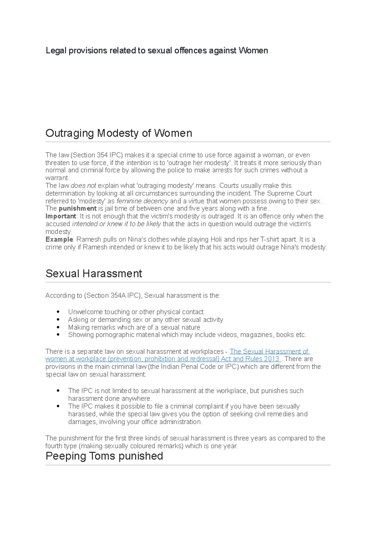 Testvsoci Sociology Law Legal Provisions Related To Sexual Offences
