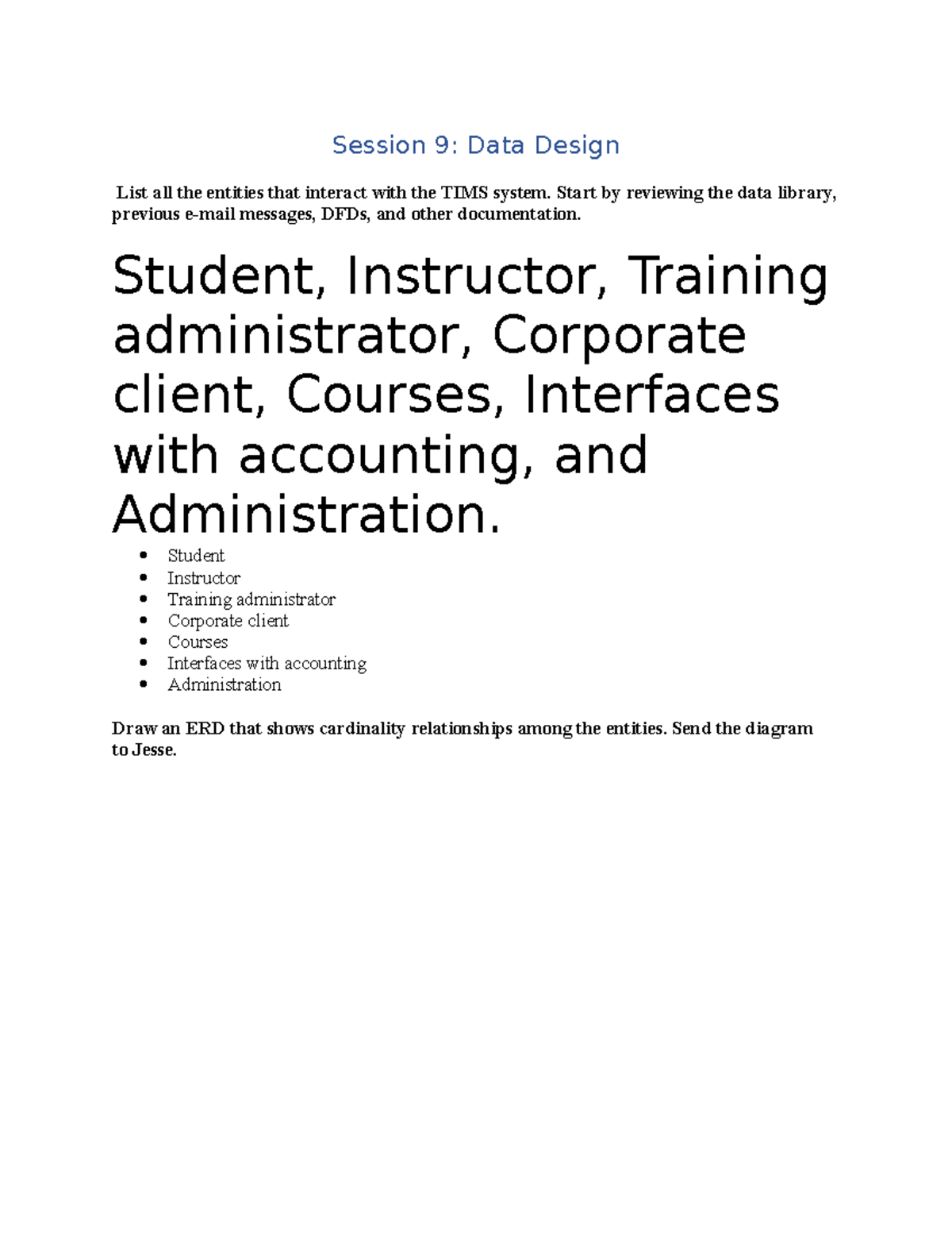 Session 9 - Unit 9 SCR Case simulation - Session 9: Data Design List ...