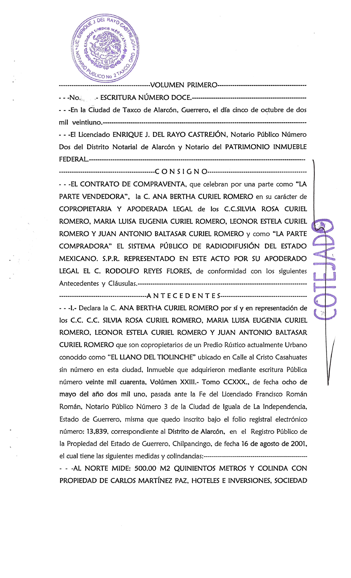 Escritura- Predio- Taxco - derecho civil - Studocu