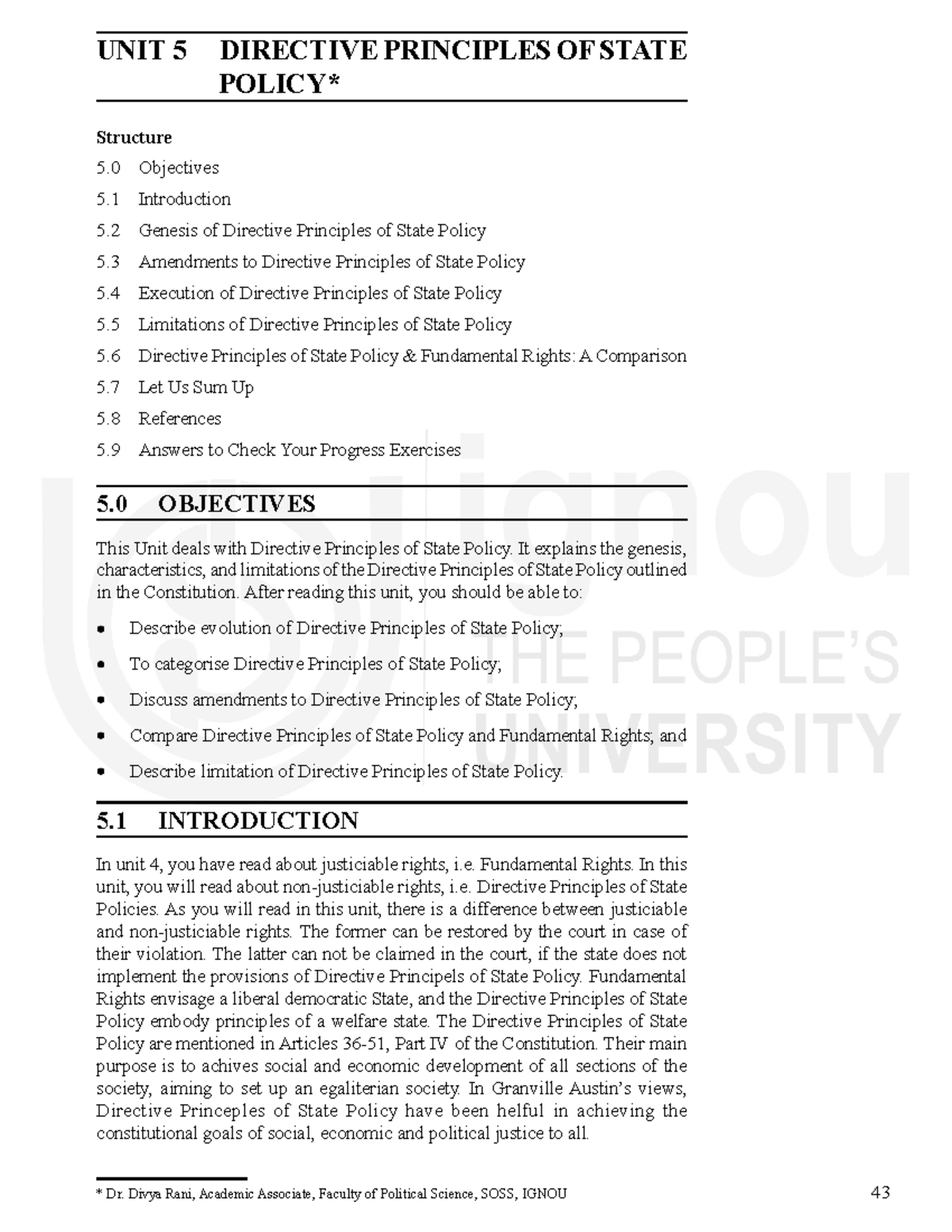 EM-Unit 1-DPSP - notes - 43 Fundamental Rights UNIT 5 DIRECTIVE ...