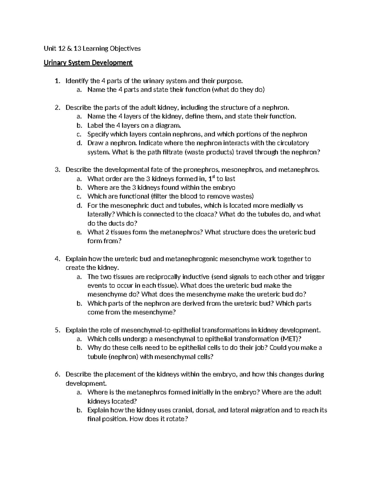 Unit 12-13 Learning Objectives - Unit 12 & 13 Learning Objectives ...