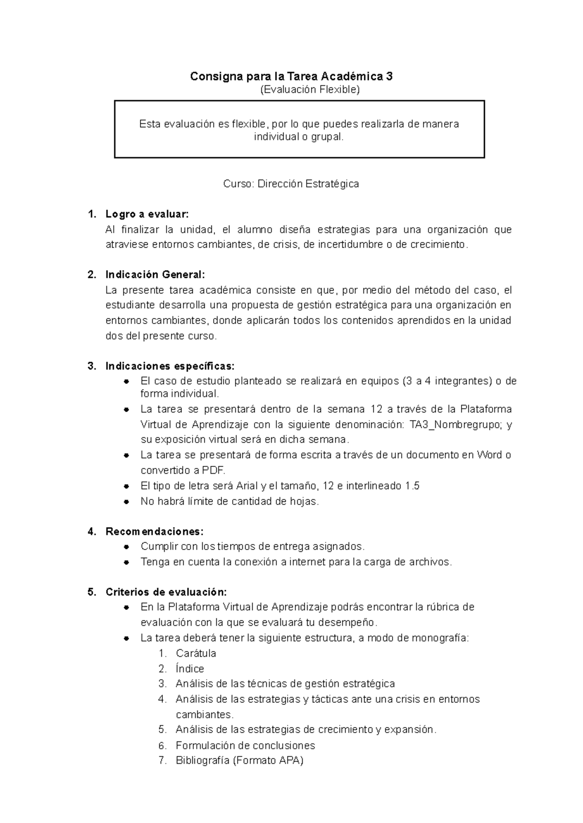 GC A98D Consigna TA3 24C1M V2 docx - Consigna para la Tarea Académica 3 (Evaluación Flexible ...