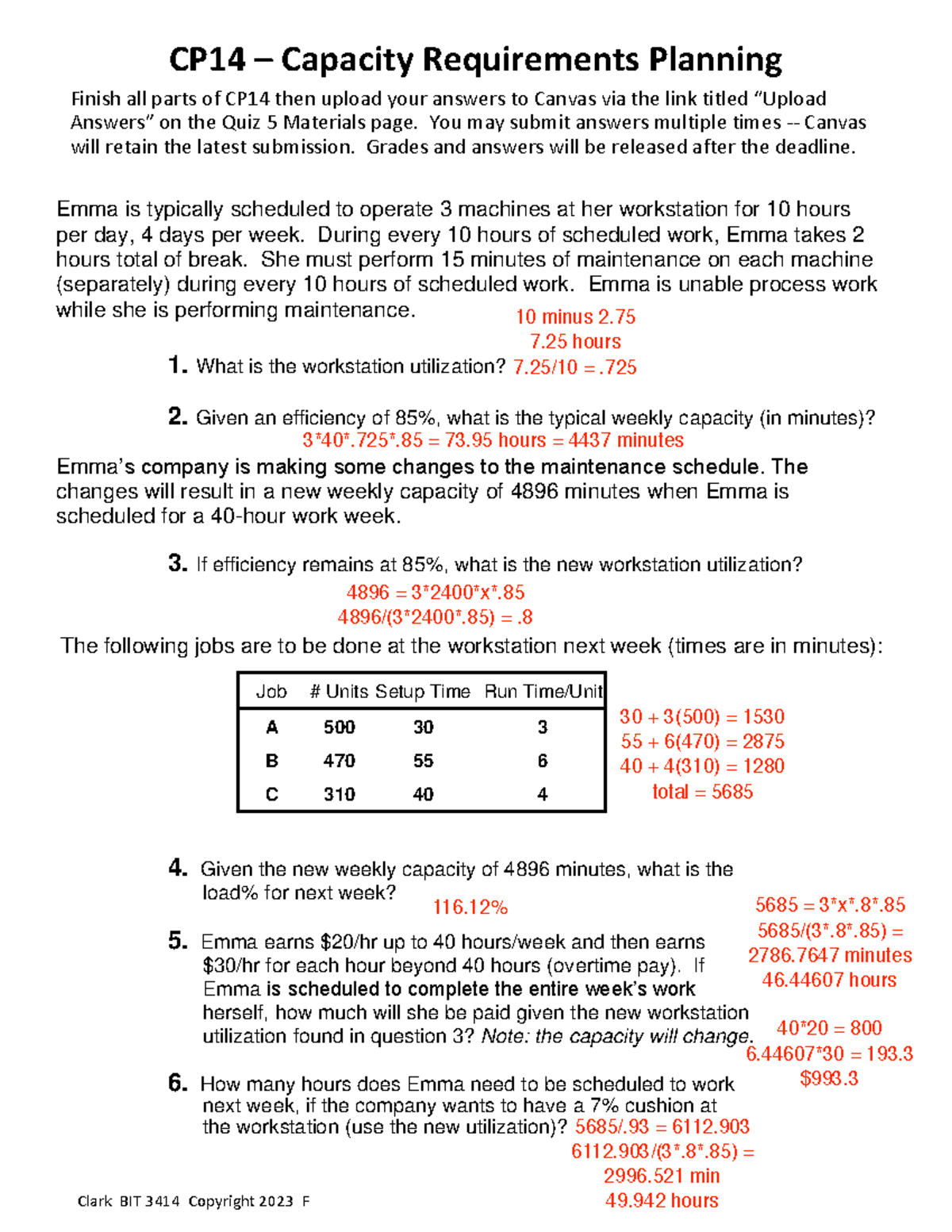 CP14 - Capacity Requirements Planning F23 online - Clark BIT 3414 ...