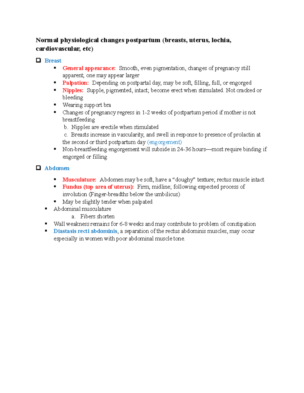 Normal physiological changes postpartum - Not cracked or bleeding ...