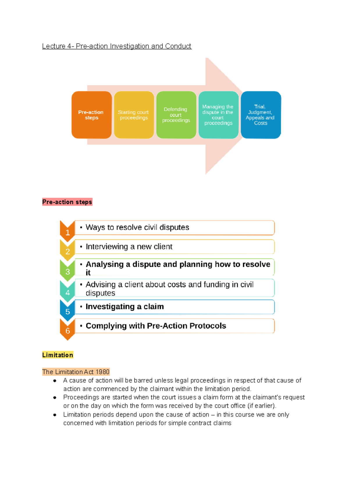 Lecture 4- Pre-action Investigation and Conduct - LW5002 - Northumbria ...