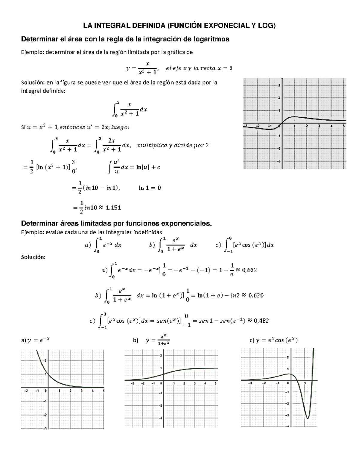 LA Integral Definida(EXP Y LOG) 042708 - LA INTEGRAL DEFINIDA (FUNCIÓN ...
