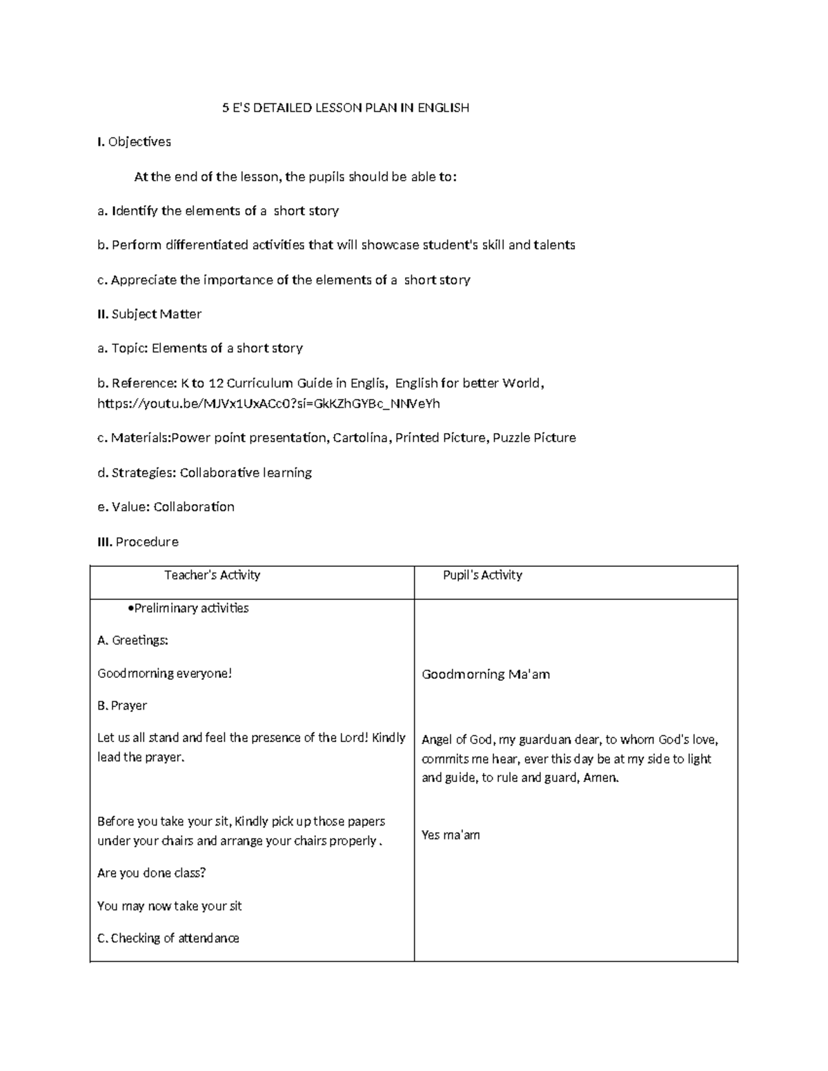 5 E'S Lesson PLAN IN English Literature-WPS Office - 5 E'S DETAILED ...