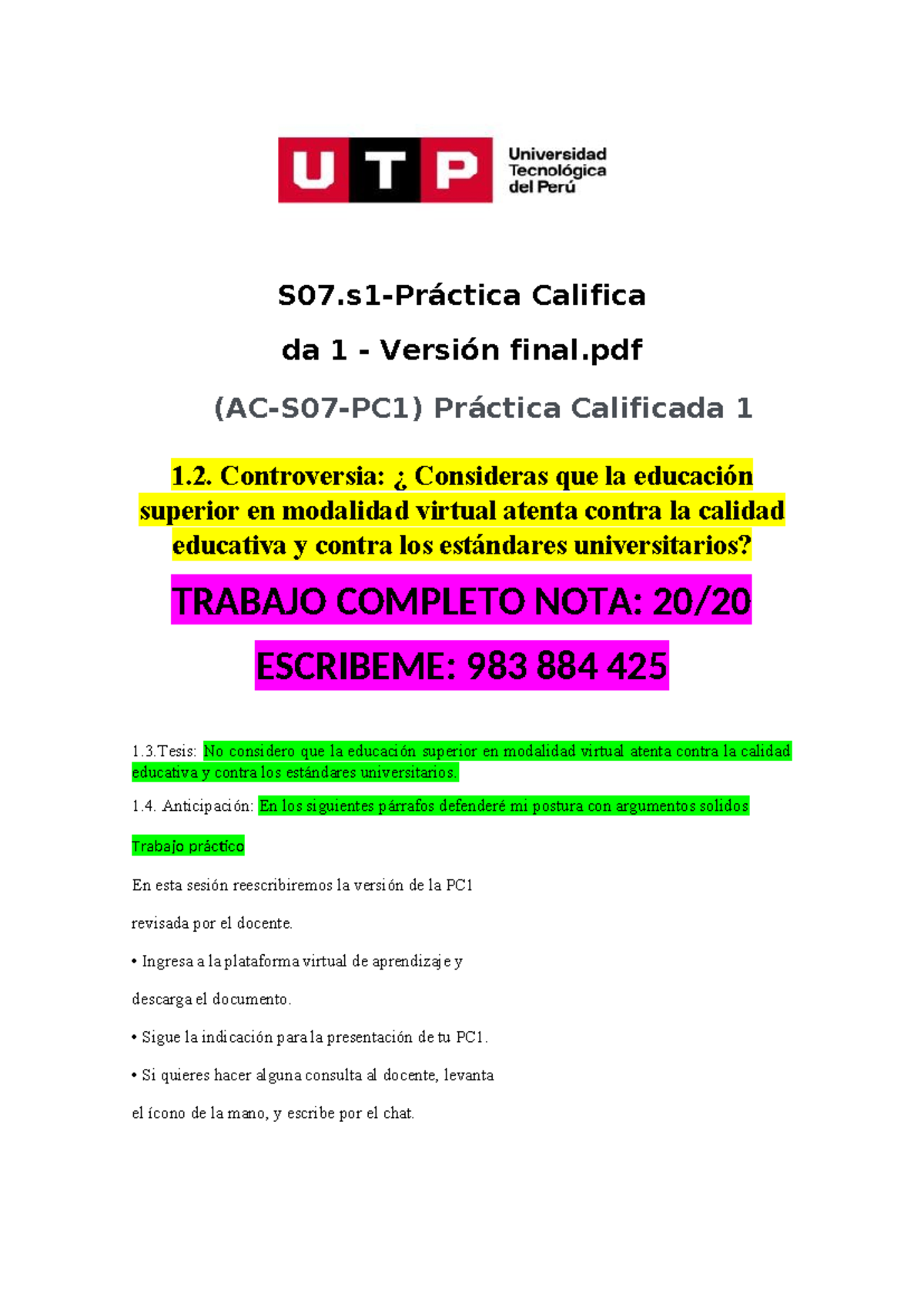 🔴 (AC-S07-PC1) Práctica Calificada 1 - S07-Práctica Califica da 1 - Versión final 🔴 (AC-S07-PC1 ...