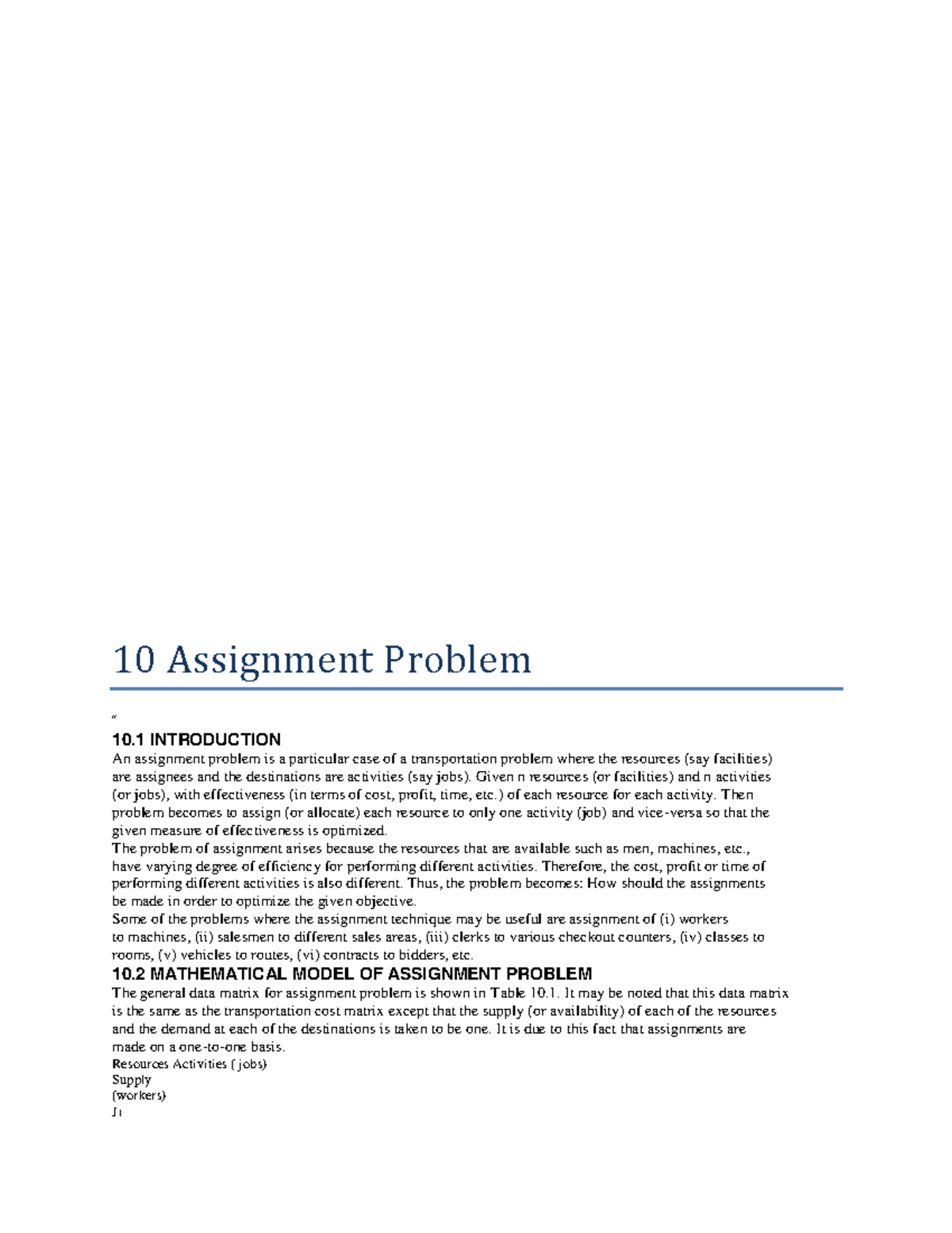 10 Assignment Problem - Hey friends! This thread contains quality notes ...