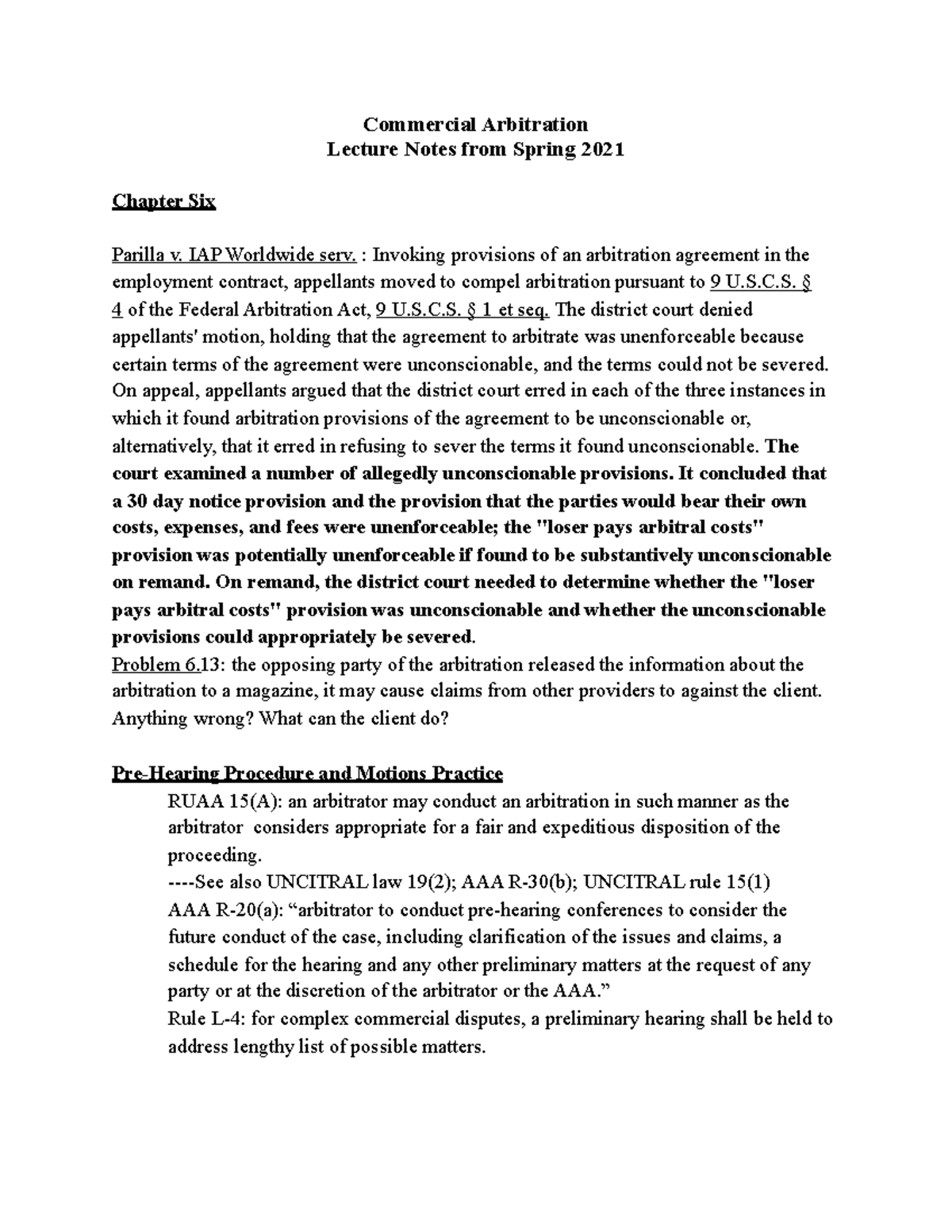 Pre-Hearing Procedure and Motions Practice - Commercial Arbitration ...
