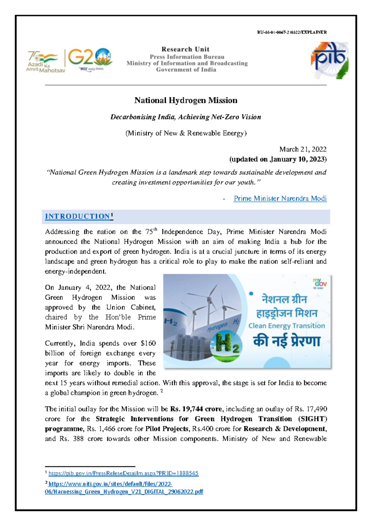 Green hydrogen - asdf - RU- 44 - 01 - 0067 - 210322/EXPLAINER National ...