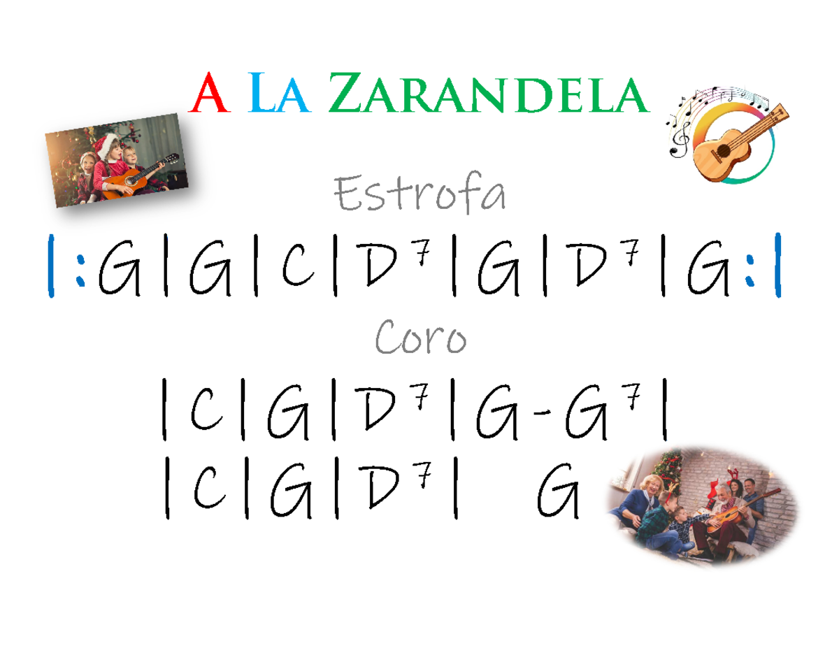 A La Zarandela - Acordes - Educación Artística - A La Zarandela Estrofa ...