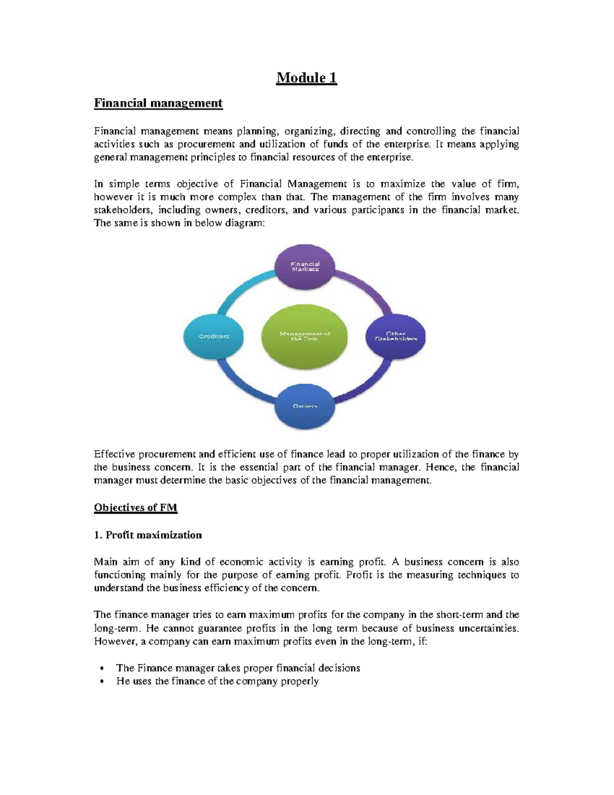 Financial management (short) - Module 1 Financial management Financial ...