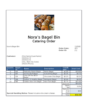 Nora's Bagel Bin Database Blueprints - Nora’s Bagel Bin Database Blueprints First Normal Form ...