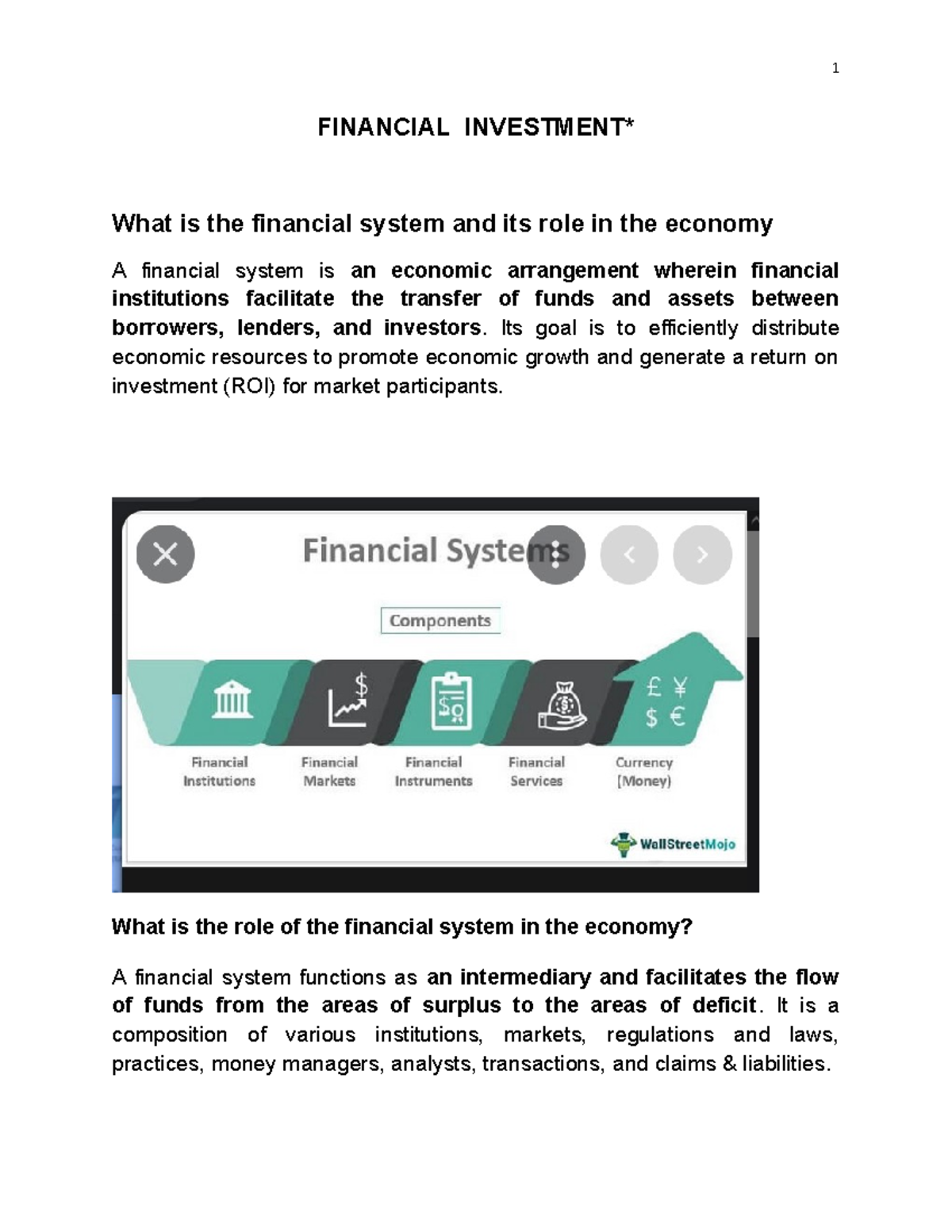 Financial- Investment - FINANCIAL INVESTMENT* What is the financial ...