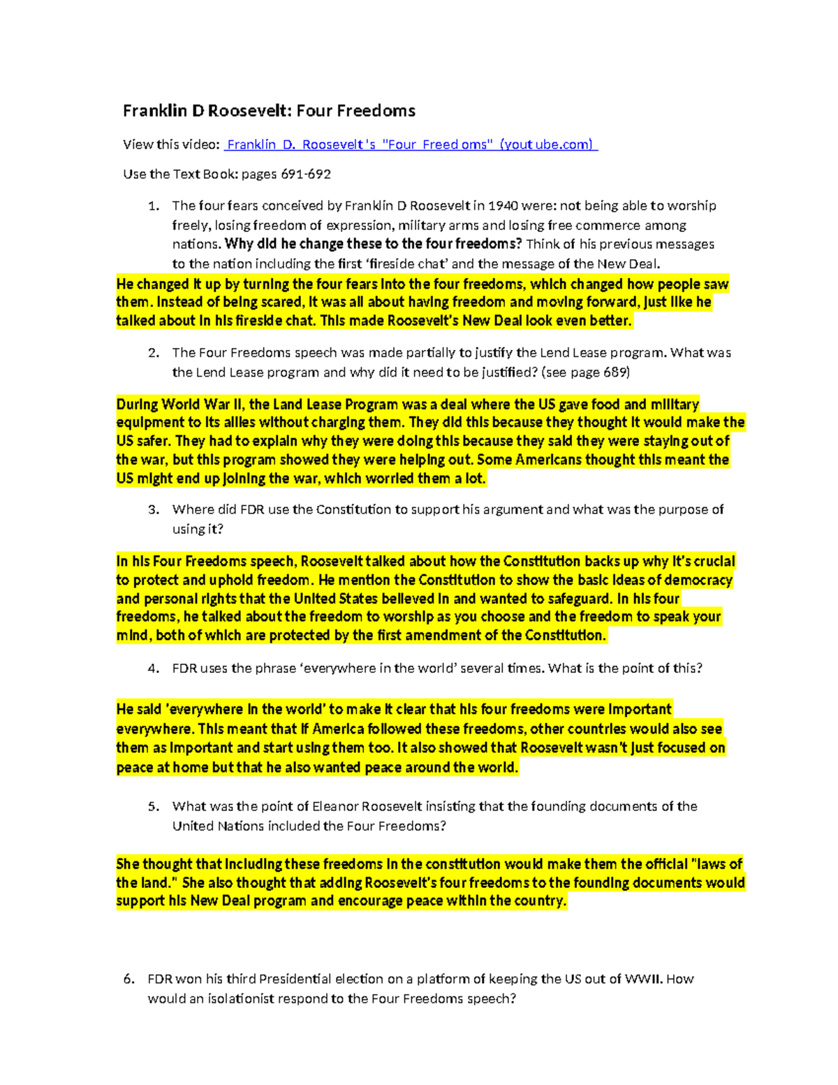 Four Freedoms - homework for apex - Franklin D Roosevelt: Four Freedoms ...