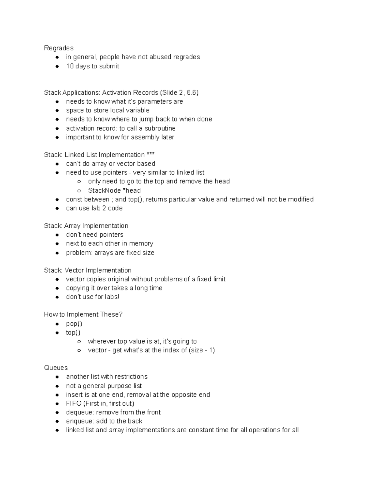 W4D1 - CS 2150 as taught by Aaron Bloomfield - Regrades in general ...