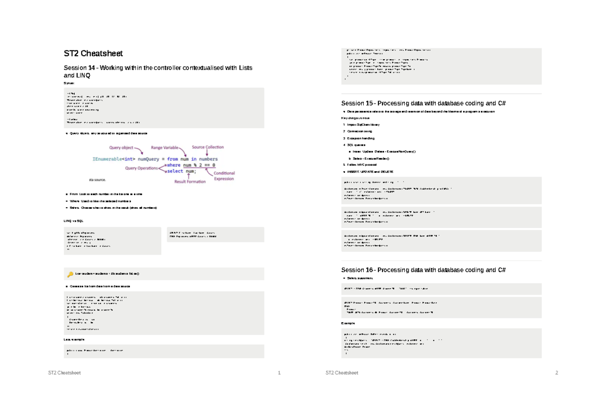 ST2 Cheatsheet - It is an allowed sheet that is used when writing - ST ...