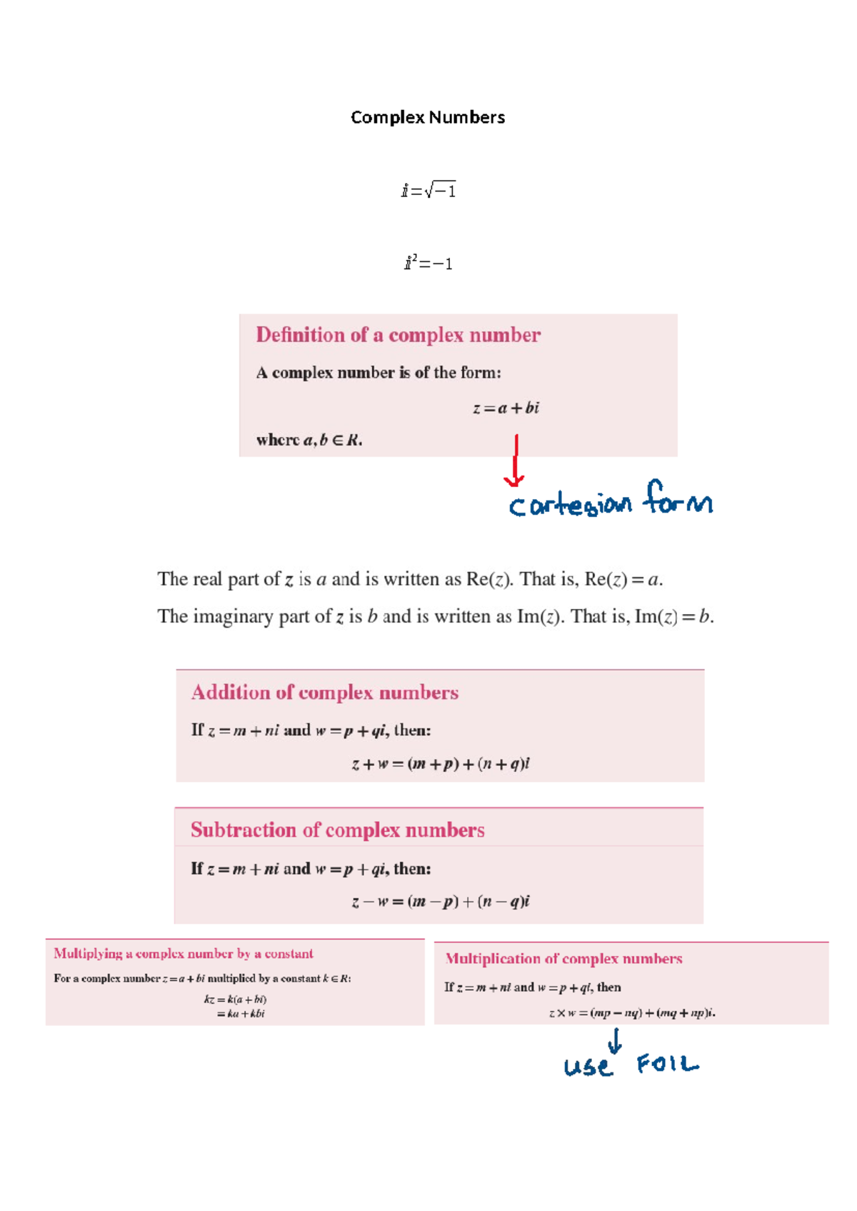 Complex Numbers 2 - Help - THTR20043 - Complex Numbers ⅈ= √− 1 ⅈ 2 =− 1 ...