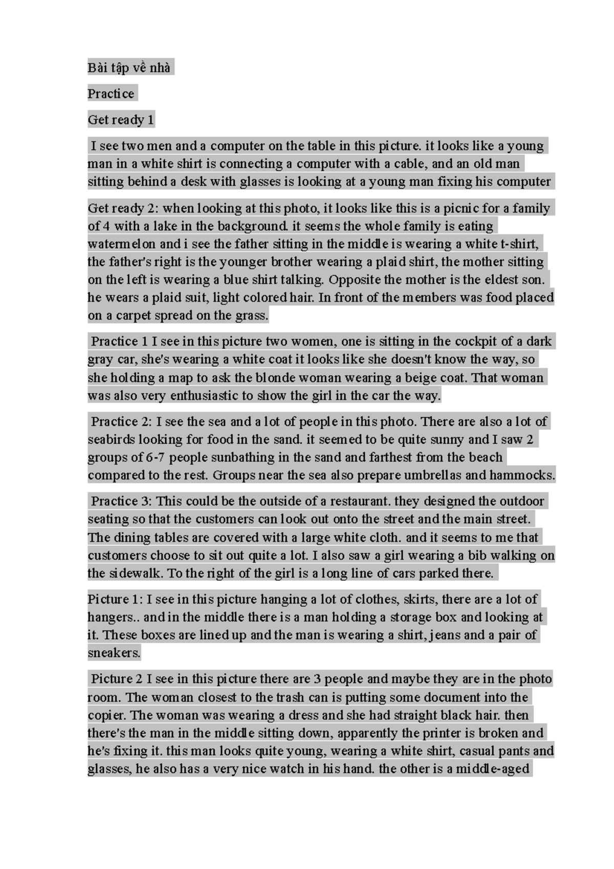 Bài tập về nhà - BTvn - Bài tập về nhà Practice Get ready 1 I see two ...