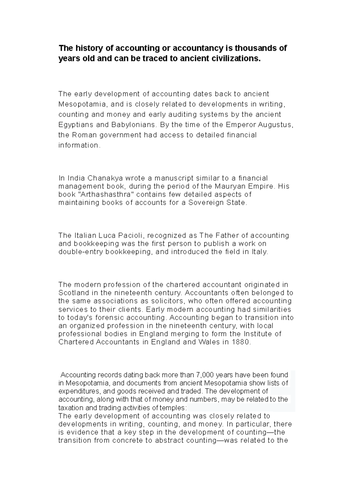 FAR - HISTORY OF ACCOUNTING - The history of accounting or accountancy ...