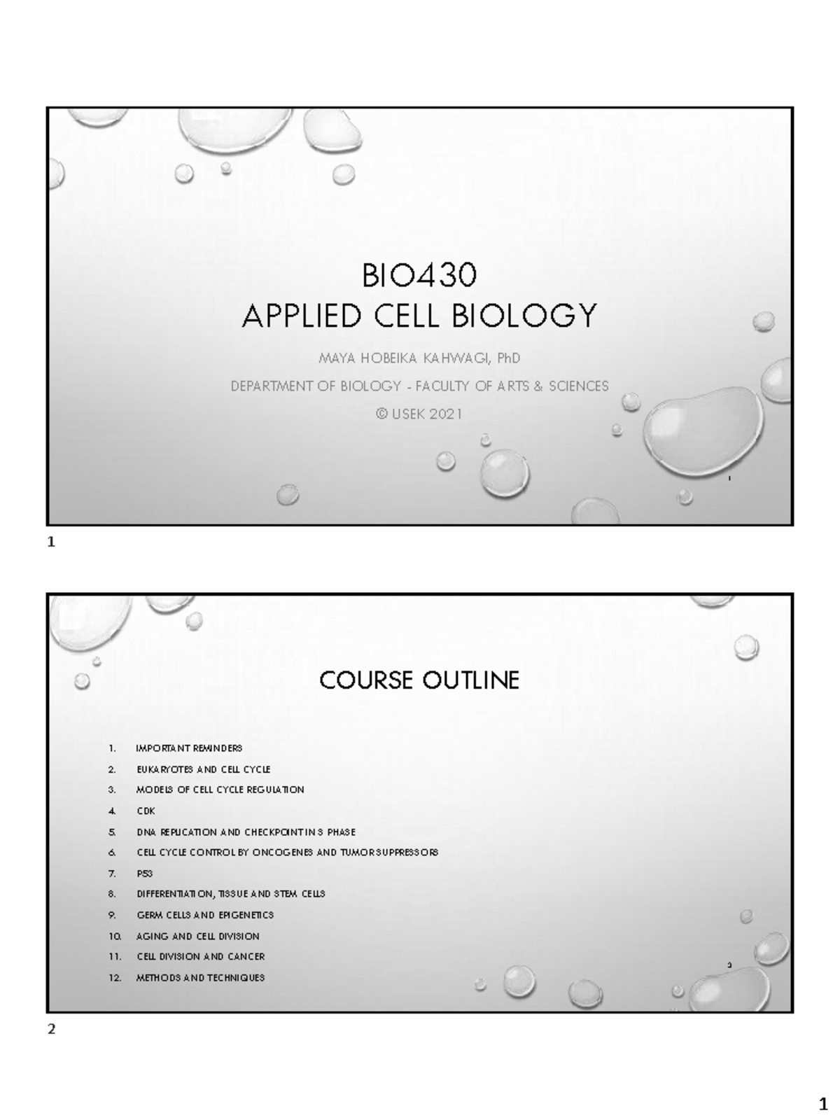 BIO430 - Chapter notes - BIO APPLIED CELL BIOLOGY MAYA HOBEIKA KAHWAGI ...