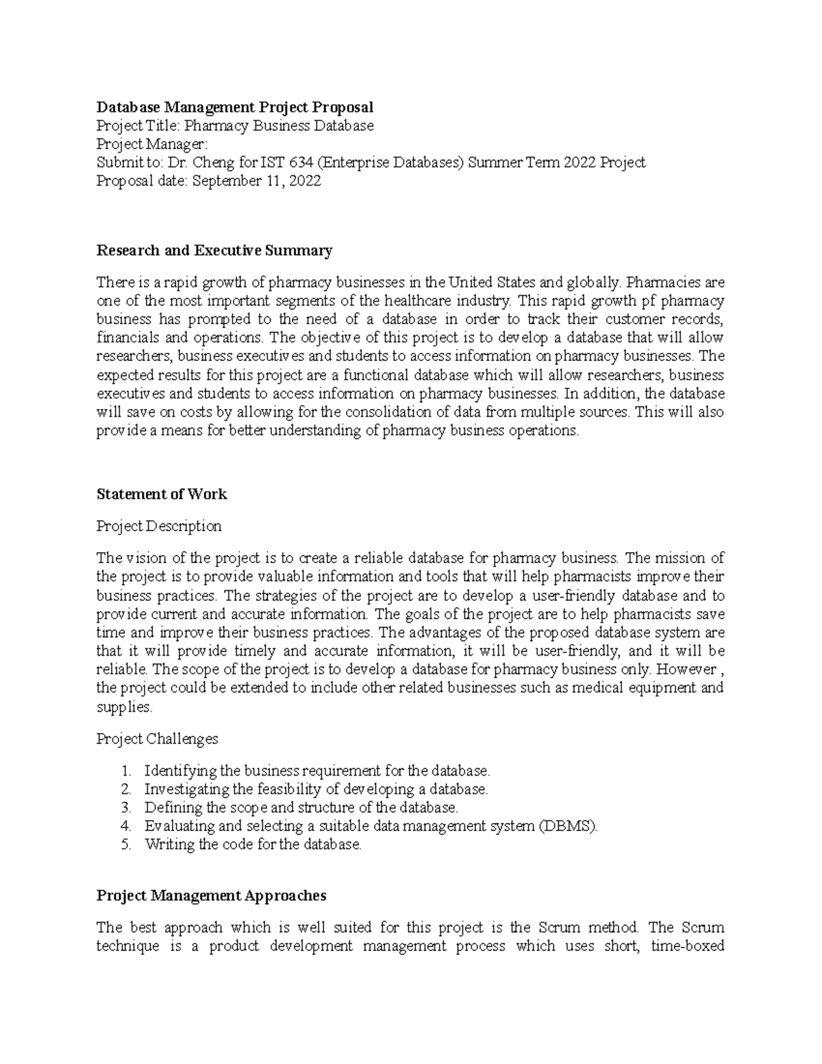 New - This assignment is a milestone for this given course - Database Management Project ...