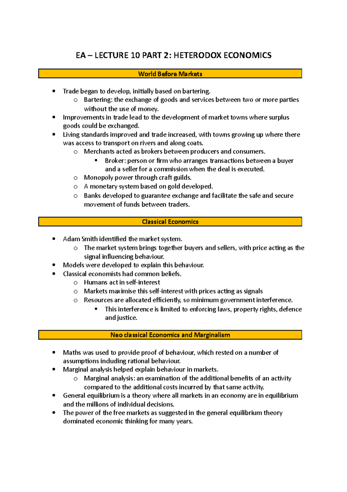 Ea Lecture 10 Part 2 Ea Lecture 10 Part 2 Heterodox Economics World Before Markets Trade