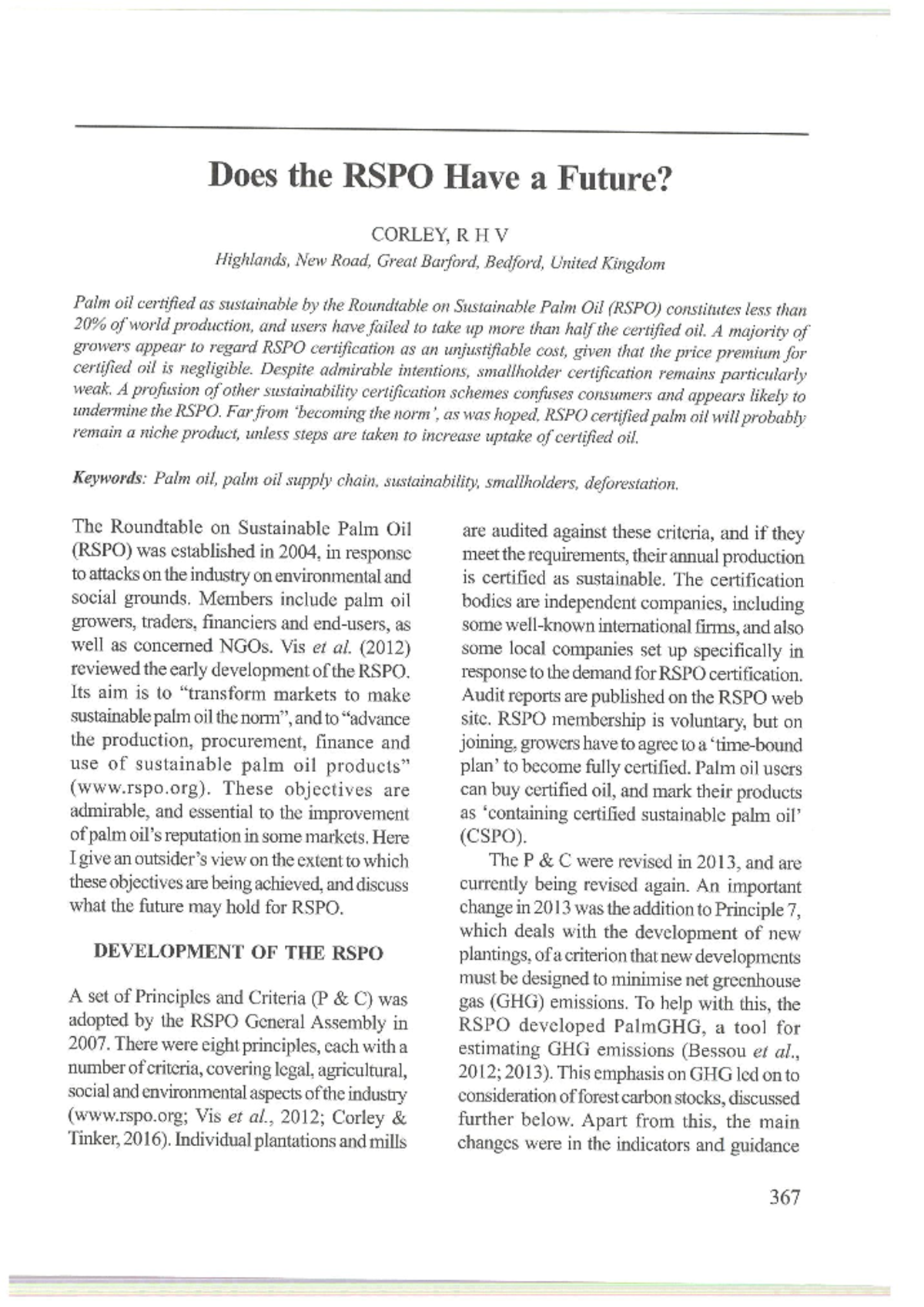 Does the RSPO have a future - Random Paper - UiTM - Studocu