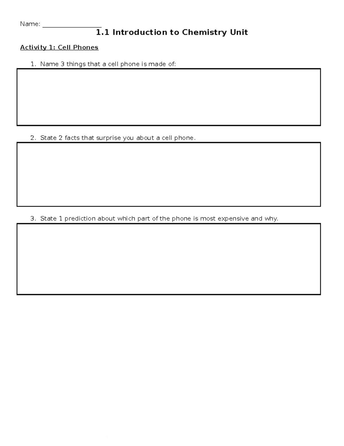 1 - Elements Compounds Notes - Name: ___________________ 1 Introduction ...