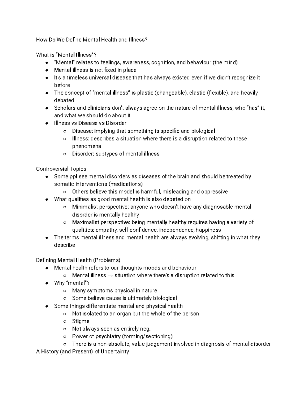 Lecture 1 + Chapter 1 Reading - How Do We Define Mental Health and ...