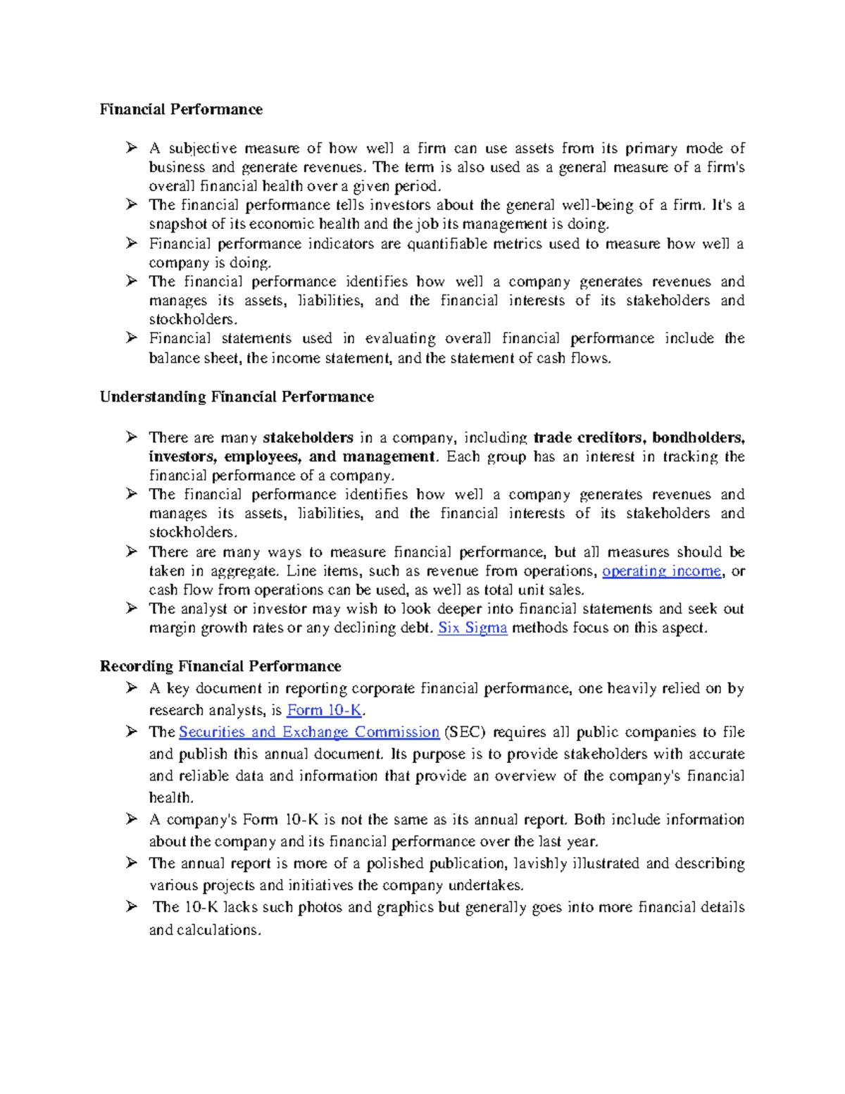 SBA Draft Notes 1 - Ma'am Ophelia - Financial Performance A subjective ...