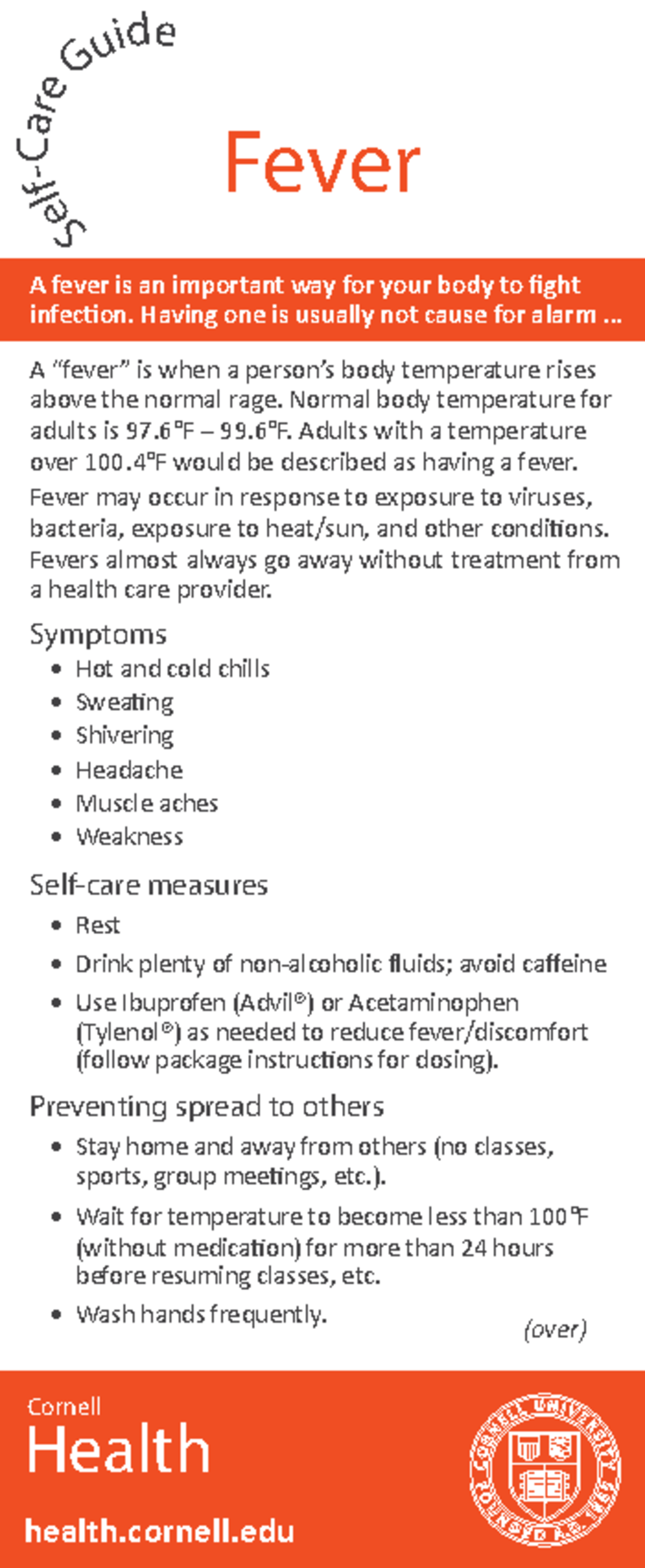 Fever-self-care - Fever is a typical pathological process caused by ...