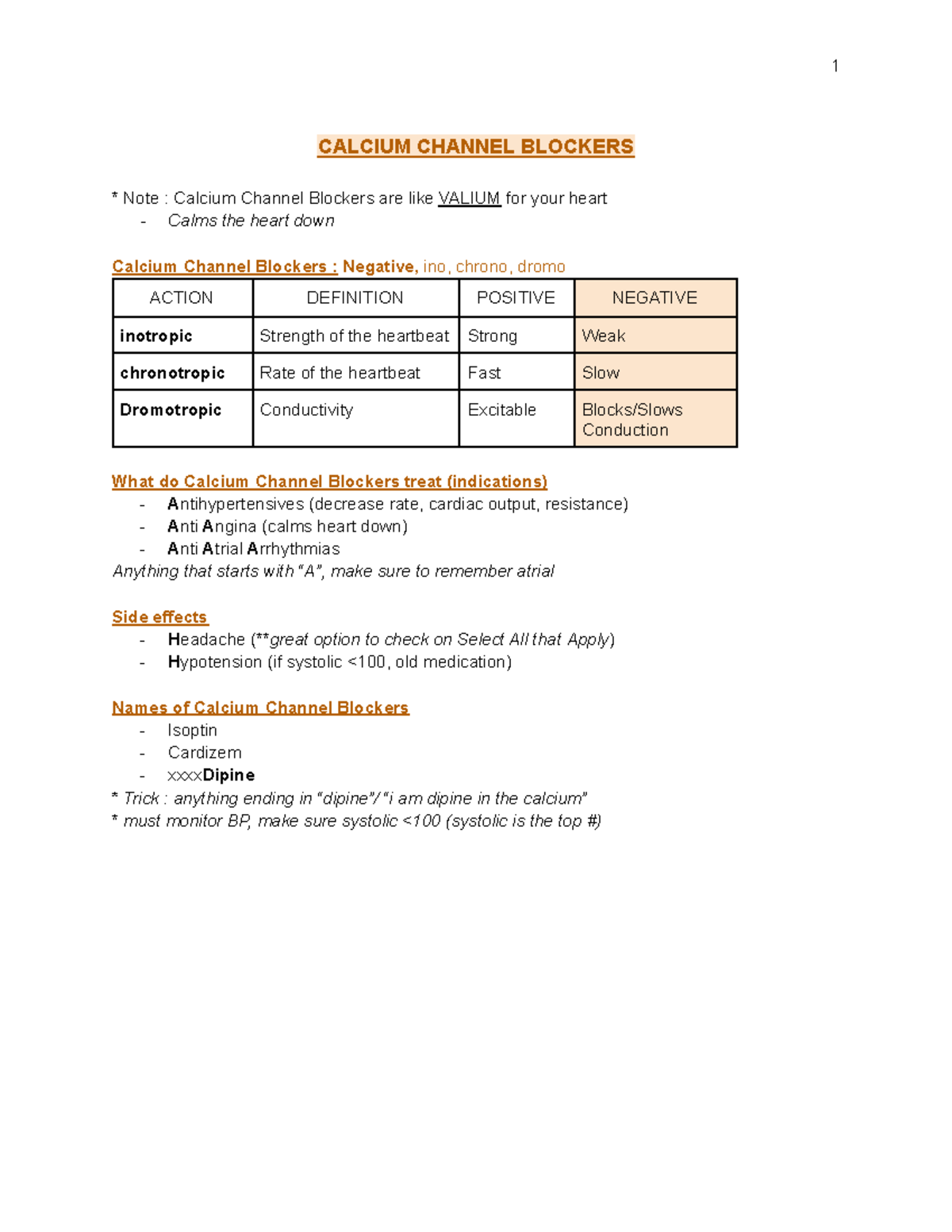 MK Review 03 - CALCIUM CHANNEL BLOCKERS Note : Calcium Channel Blockers ...