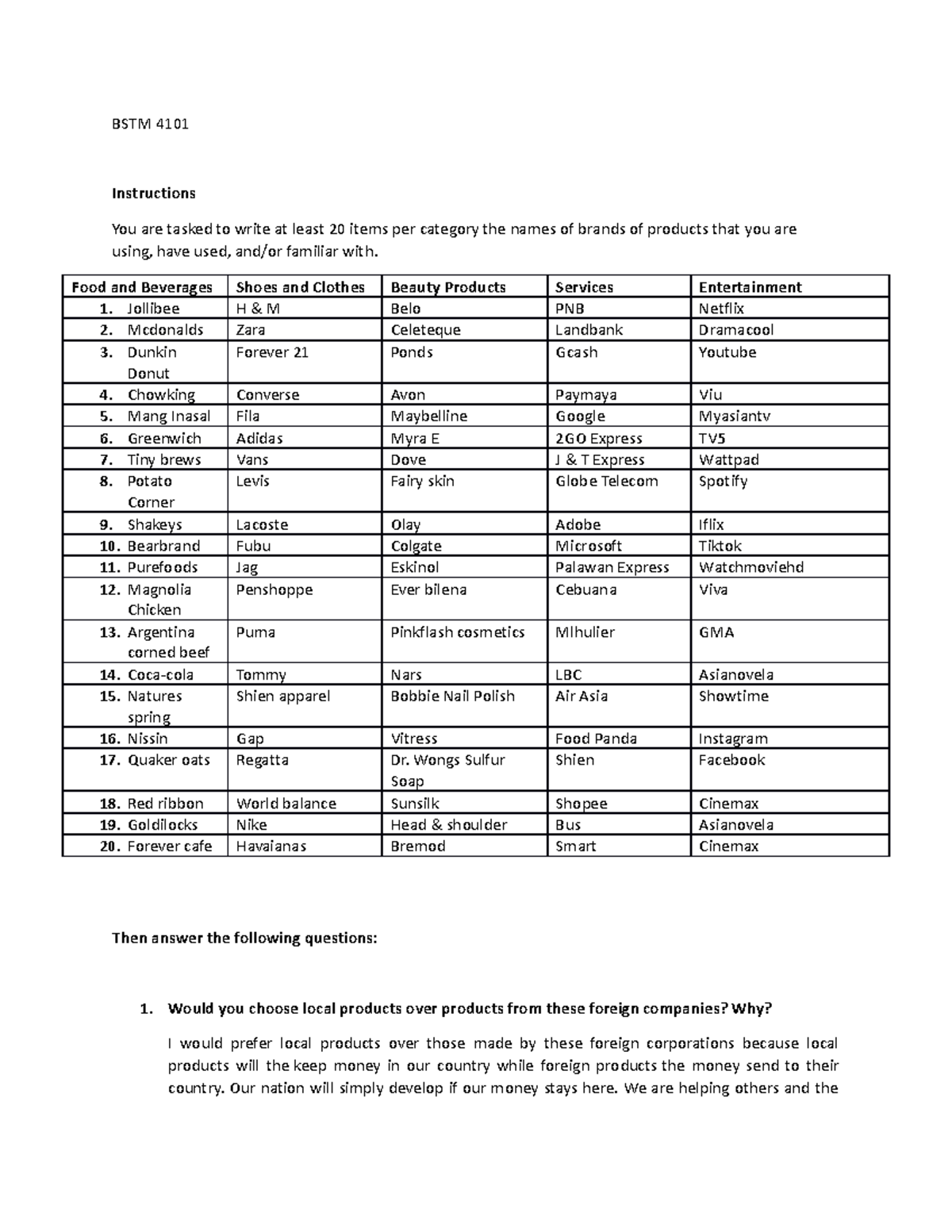 01 Activity 1 The contemporary world - BSTM 4101 Instructions You are ...