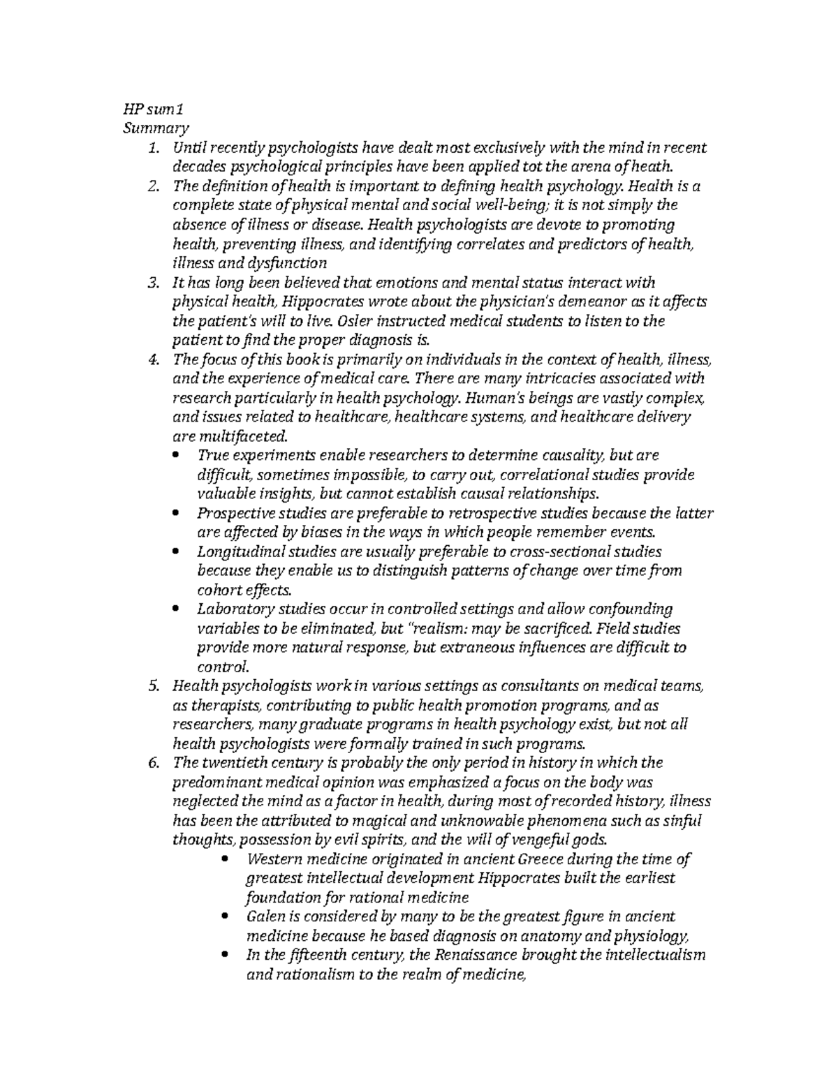 HP sum1- Summary of chapter 1 - HP sum Summary 1. Until recently ...