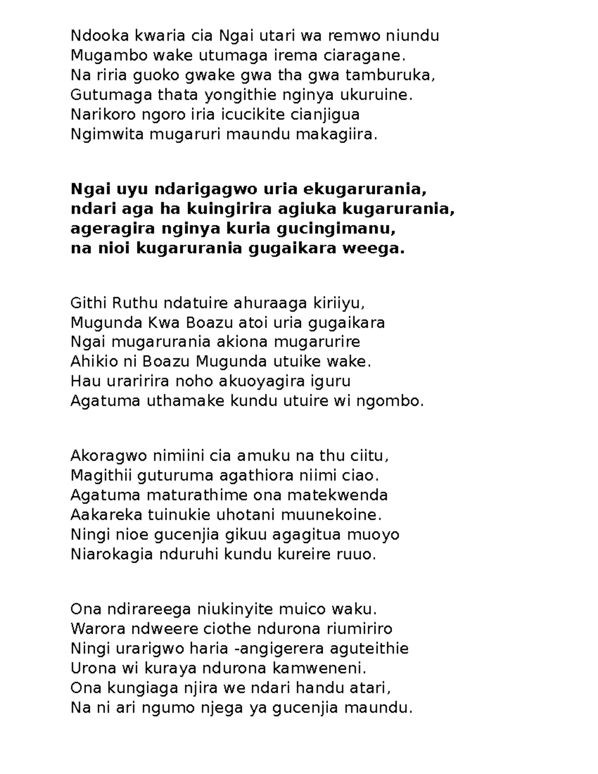 Ndooka kwaria cia Ngai utari wa remwo niundu - Na riria guoko gwake gwa ...