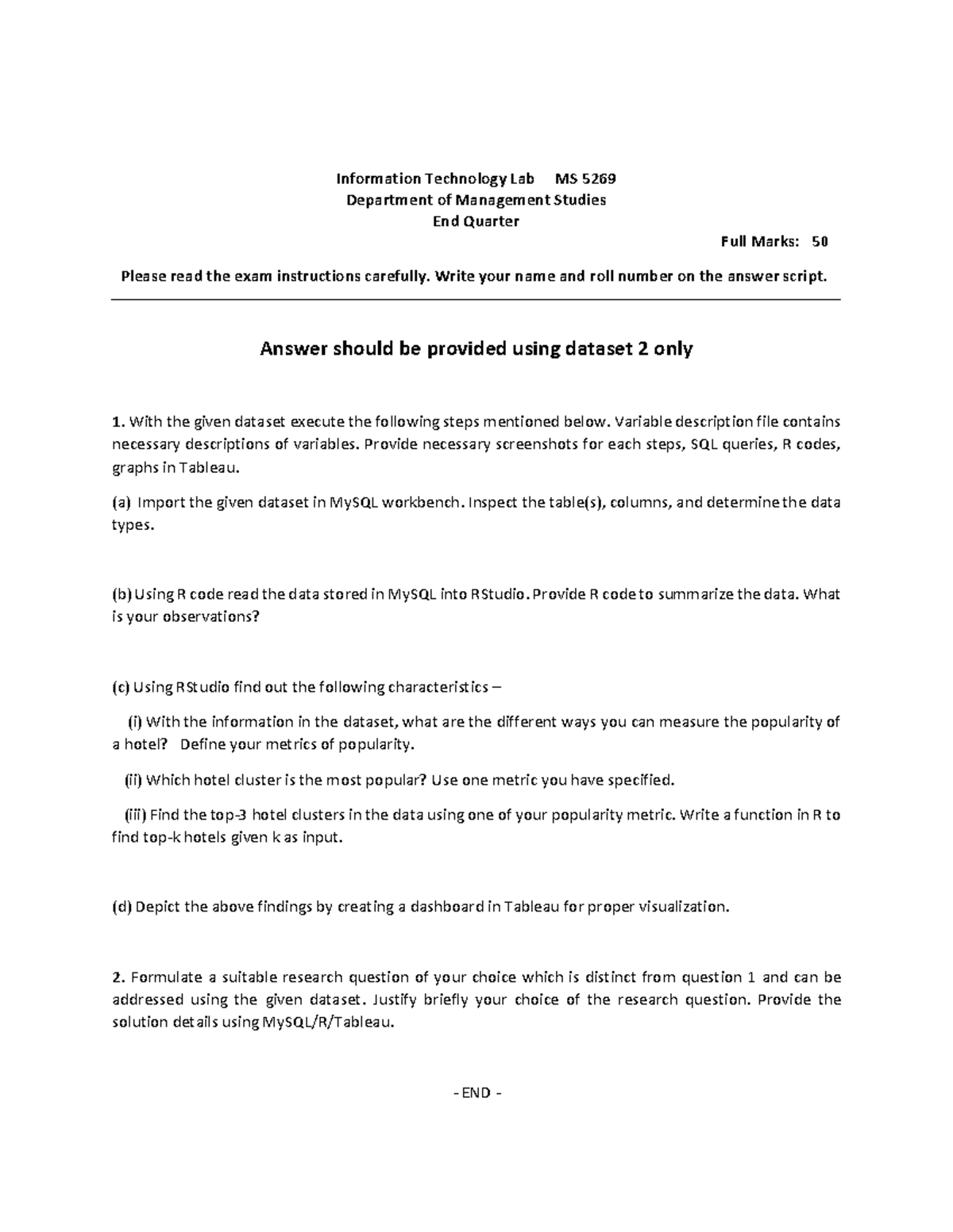 IT Lab take home ASSIGNMENT - Information Technology Lab MS 5269 ...