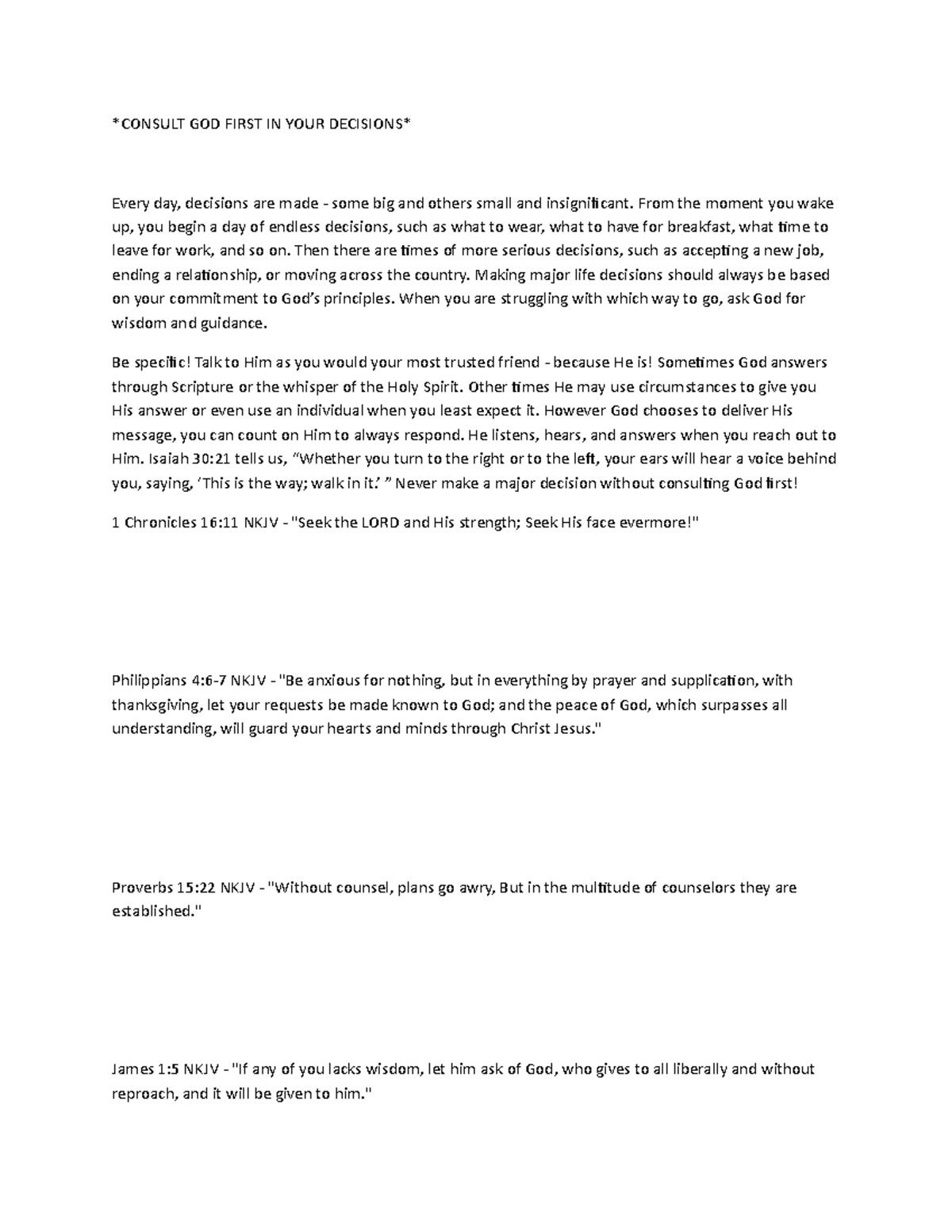 Consult GOD First in your decision making - CONSULT GOD FIRST IN YOUR ...